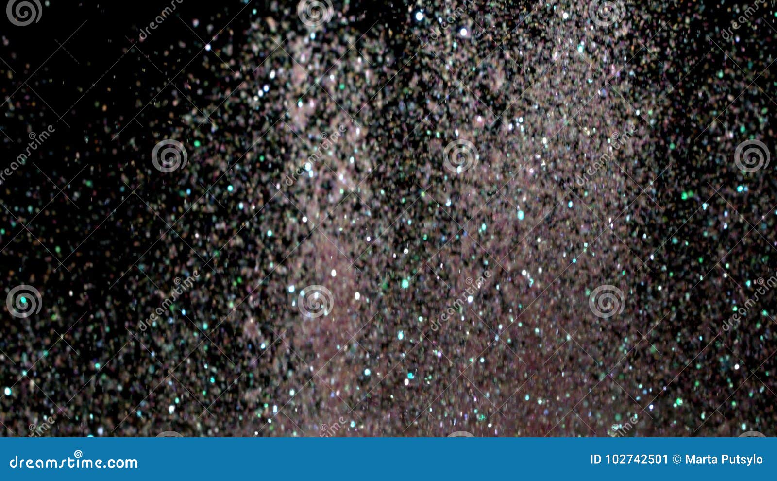 Realistic Glitter Exploding on Black Background. Stock Image - Image of ...