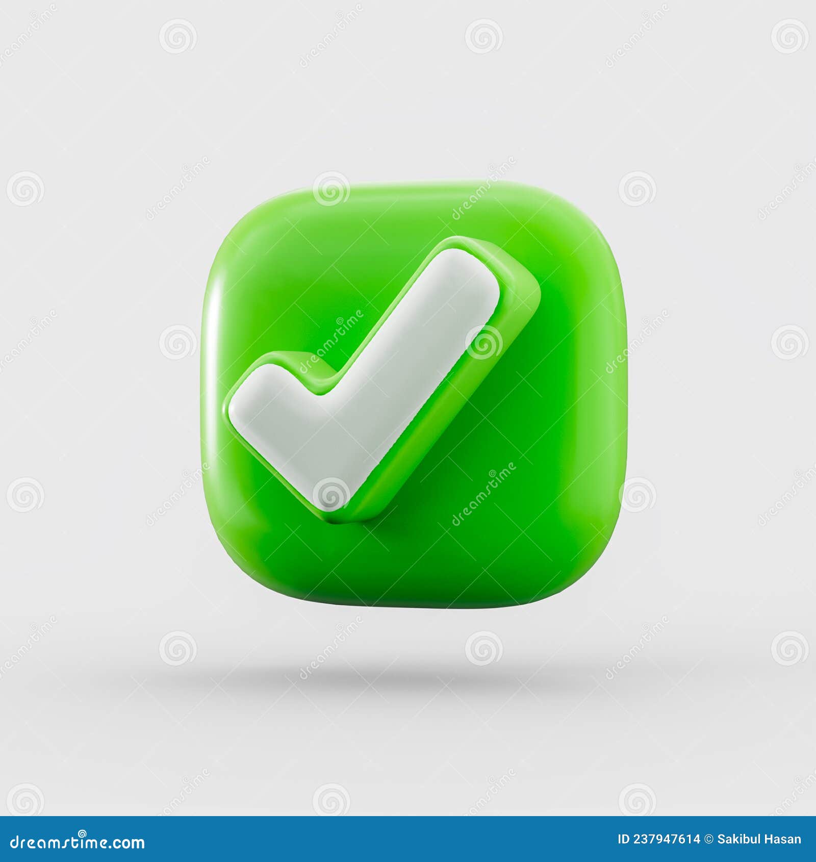 Realistic Glossy Check Mark Sign 3d Render Icon Stock Illustration ...