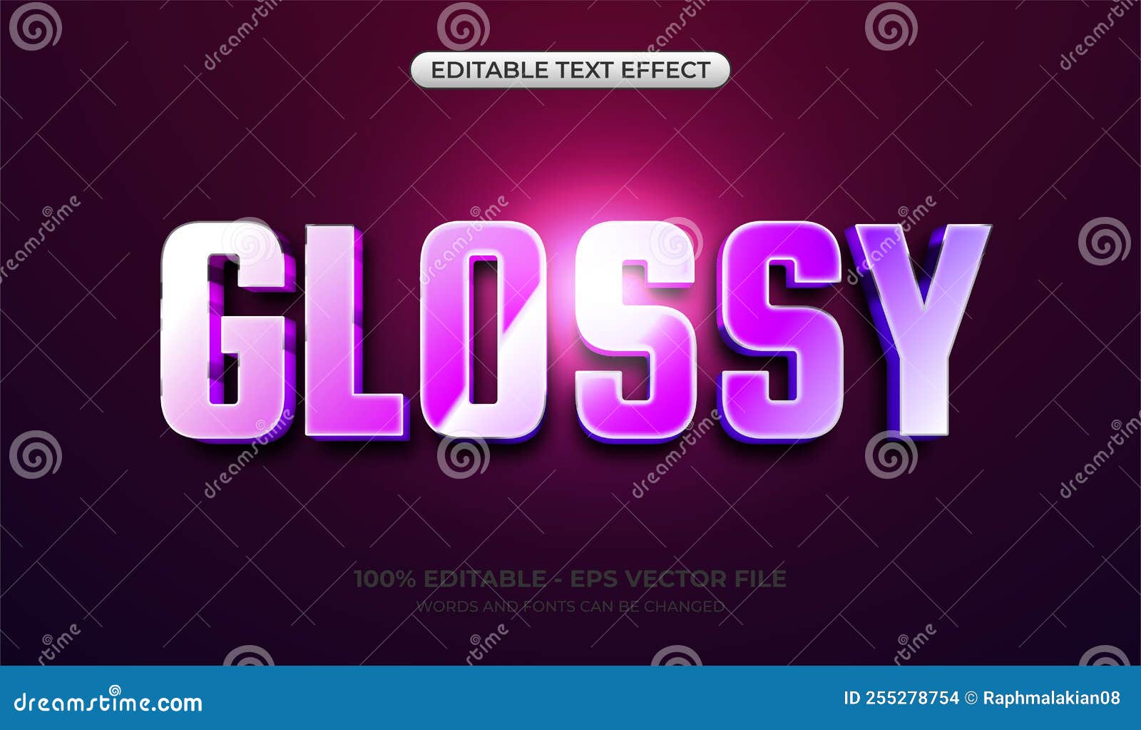 Realistic Glossy 3d Text Effect. Editable Shiny Gradient Text Effect ...