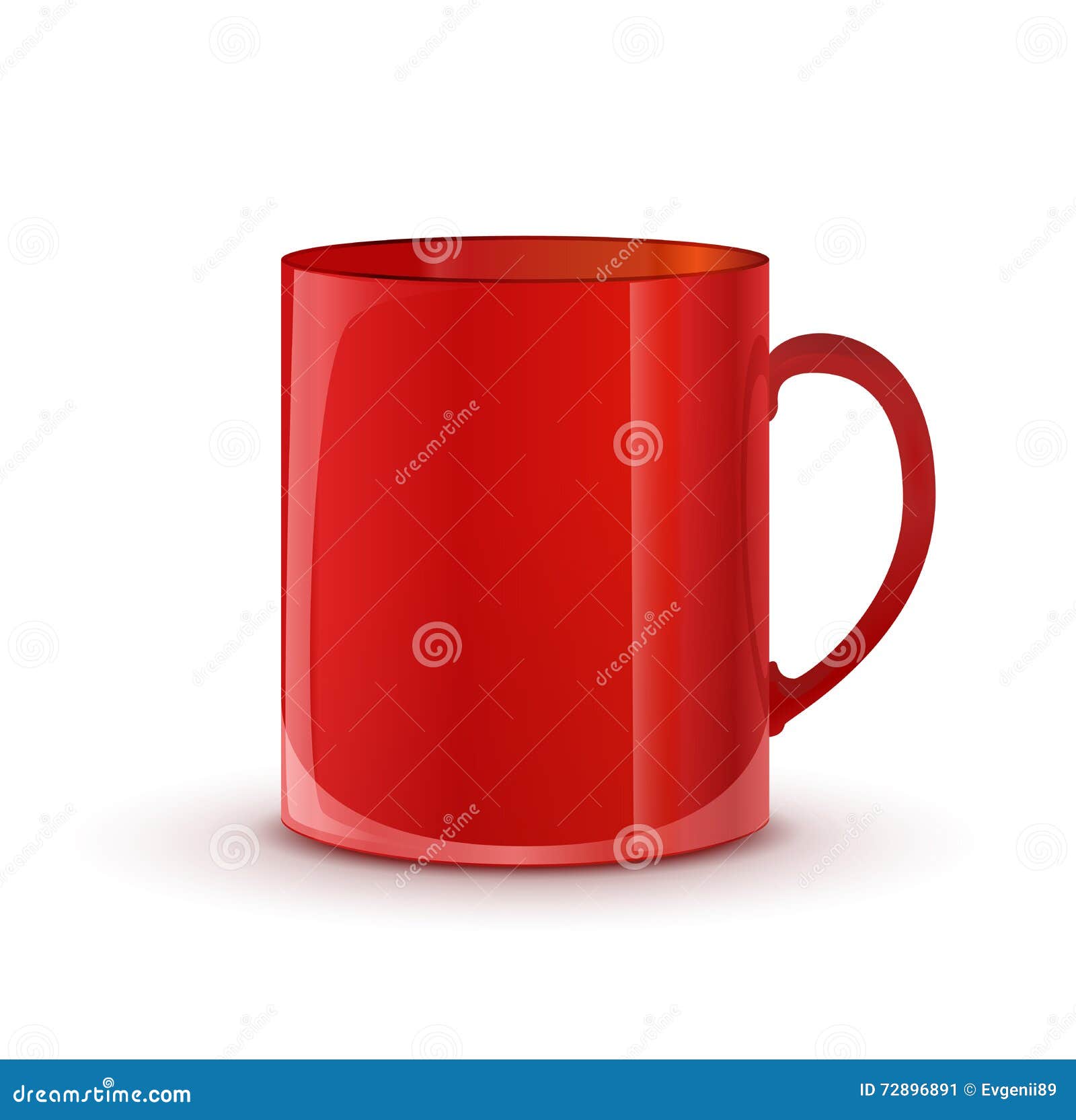 Realistic Glossy Red Cup with Shadow on White Stock Illustration ...