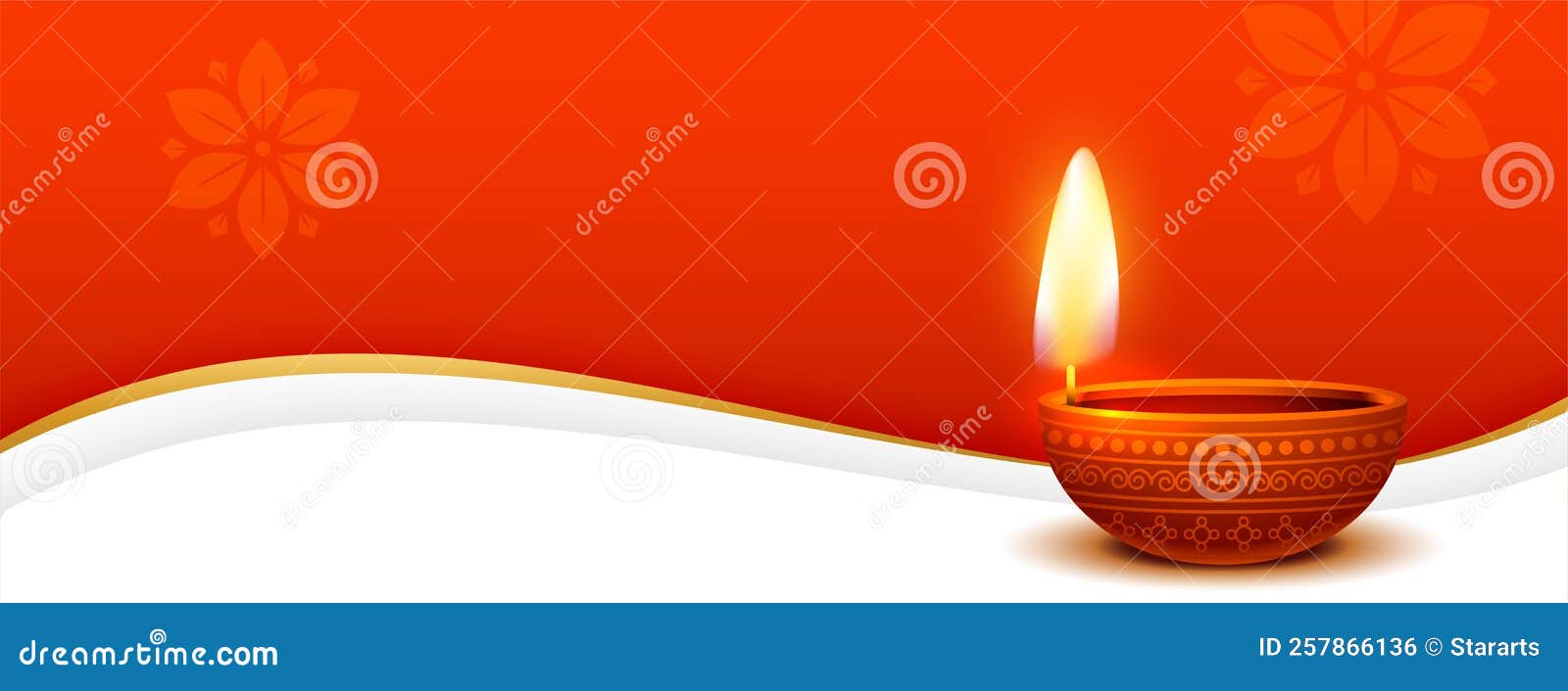 Realistic Glowing Diya with Text Space for Shubh Diwali Banner Stock ...