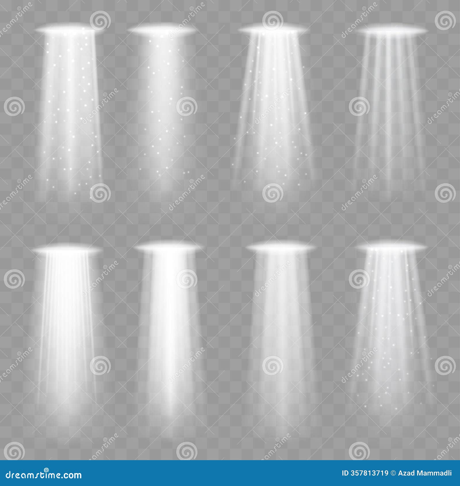 Realistic Glowing Spotlight Beams with Particles on Transparent ...