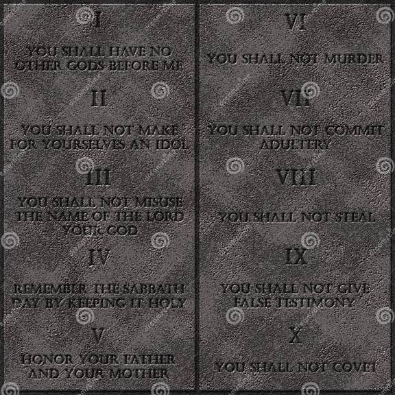 Realistic 10 God Commandments Writed in English Text on Stones Tablets ...