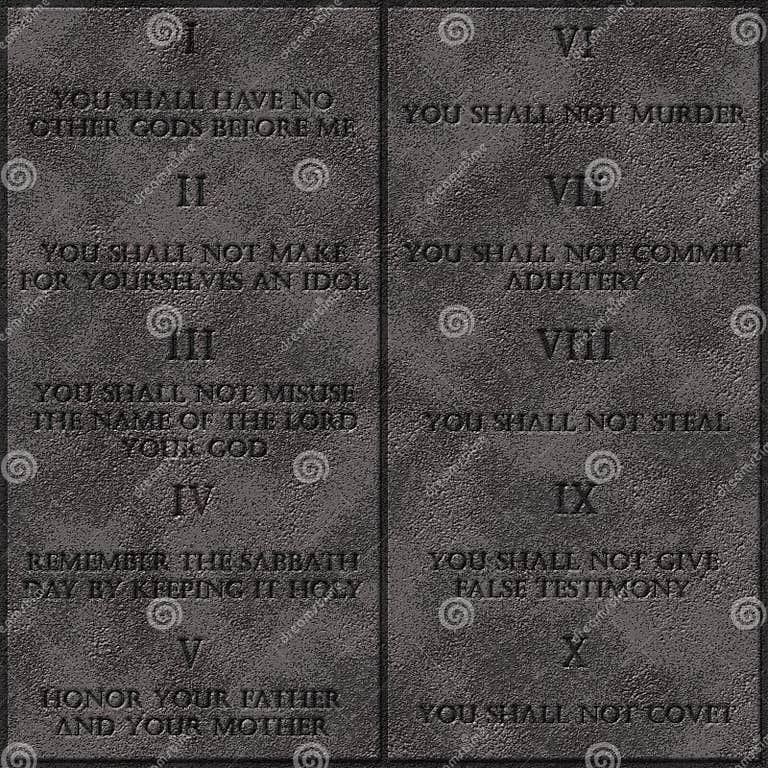 Realistic 10 God Commandments Writed in English Text on Stones Tablets ...