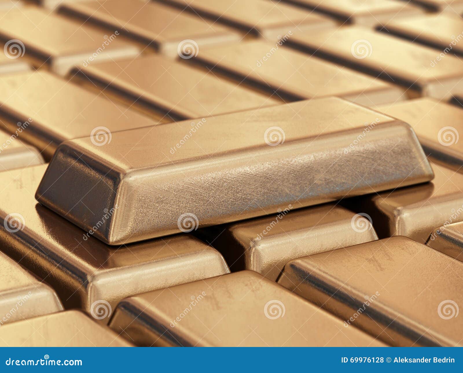 Realistic gold bars 3D stock illustration. Illustration of closeup ...