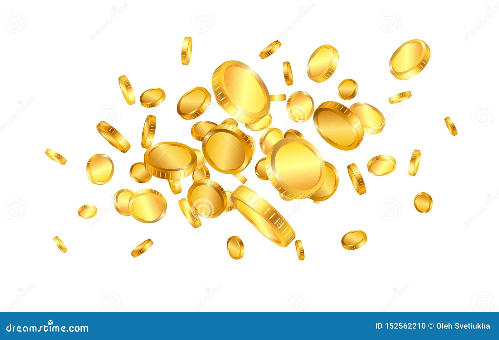 Realistic Gold Coins Explosion Isolated on White Background. Vector ...