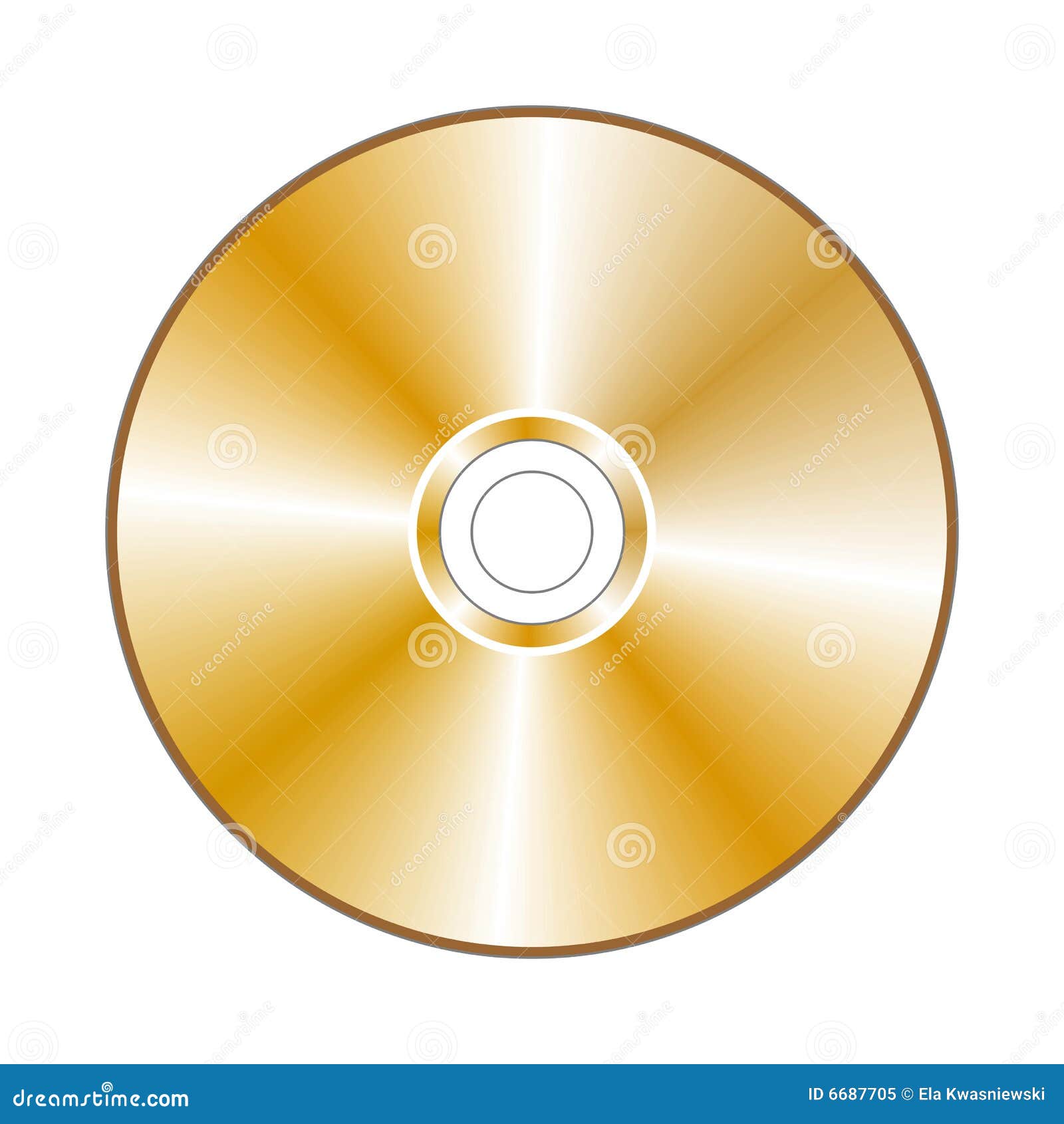 Realistic Gold Compact Disc, Isolated In White Picture. Image: 6687705