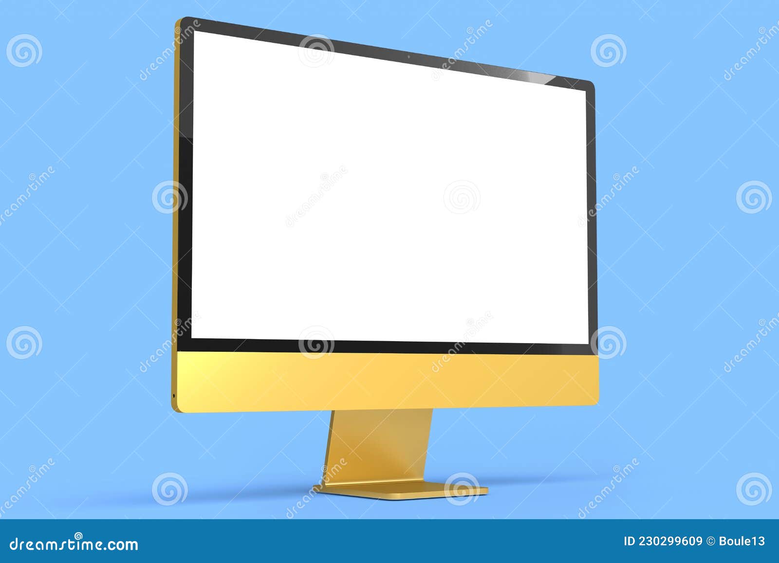Realistic Gold Computer Screen Display with Keyboard and Mouse Isolated ...