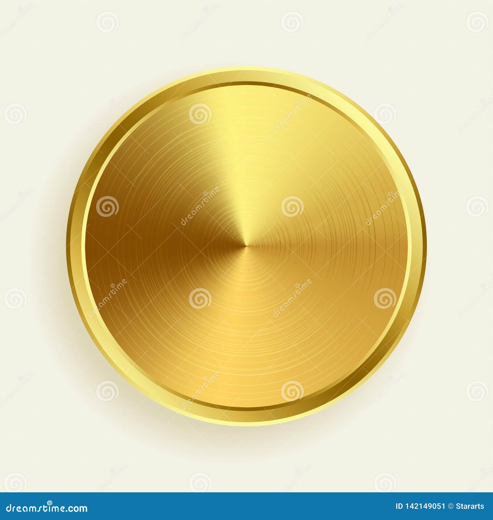 Realistic Gold Metallic Button in Brushed Surface Texture Stock Vector ...