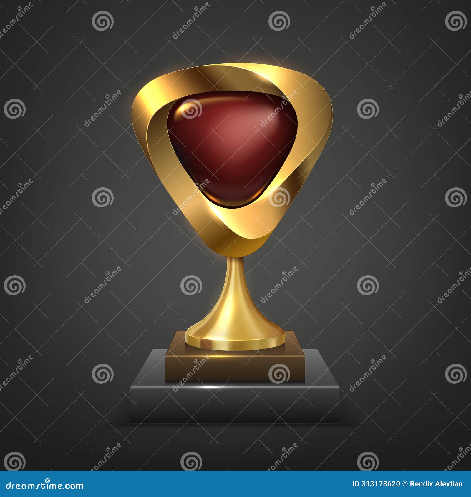 Realistic Gold with Red Shape Trophy, Vector Illustration Stock Vector ...