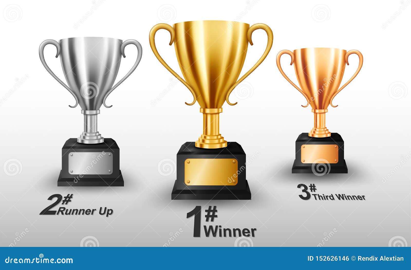 Realistic Gold, Silver, and Bronze Trophy with Text Space. Vector ...
