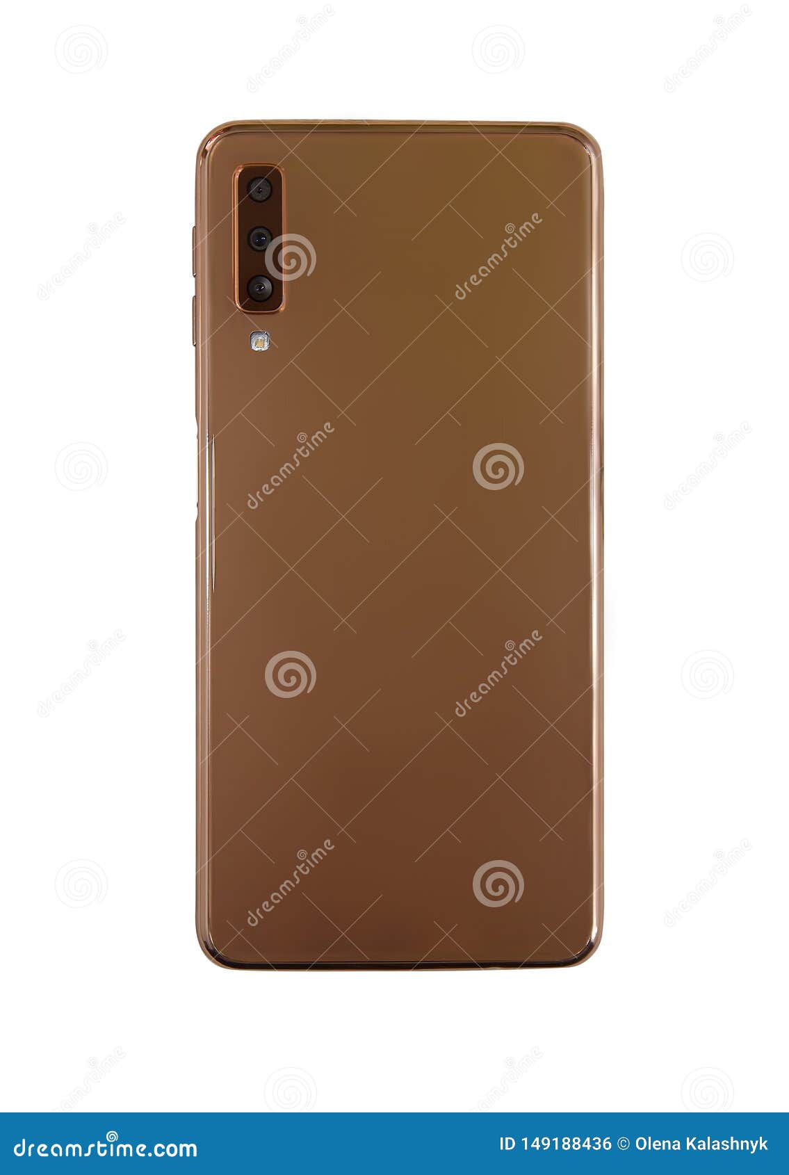 Realistic Gold Smartphone Back Isolated on White Background Stock Photo ...