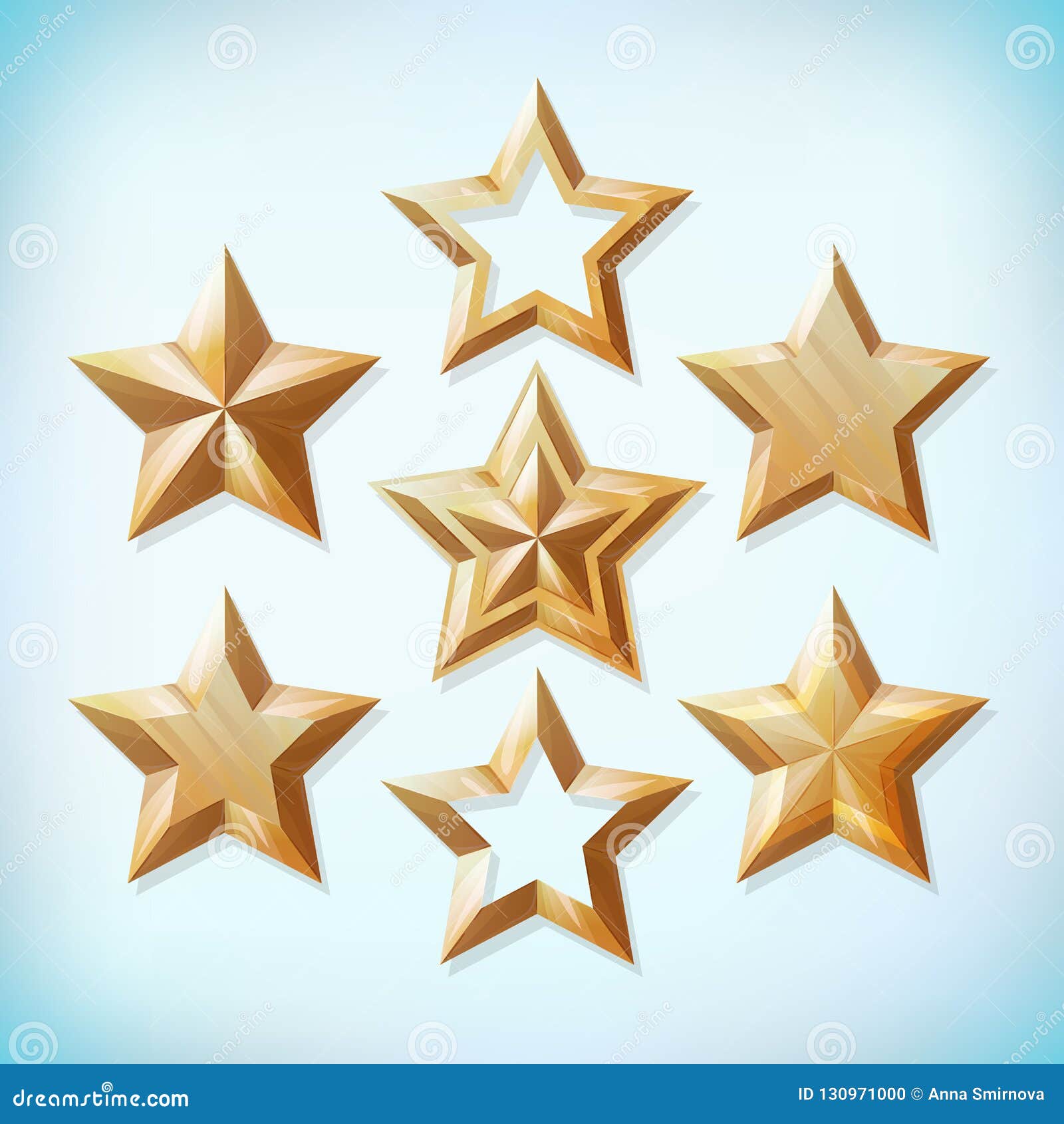 Realistic Gold Star Set. Award Icon Collection Stock Vector ...