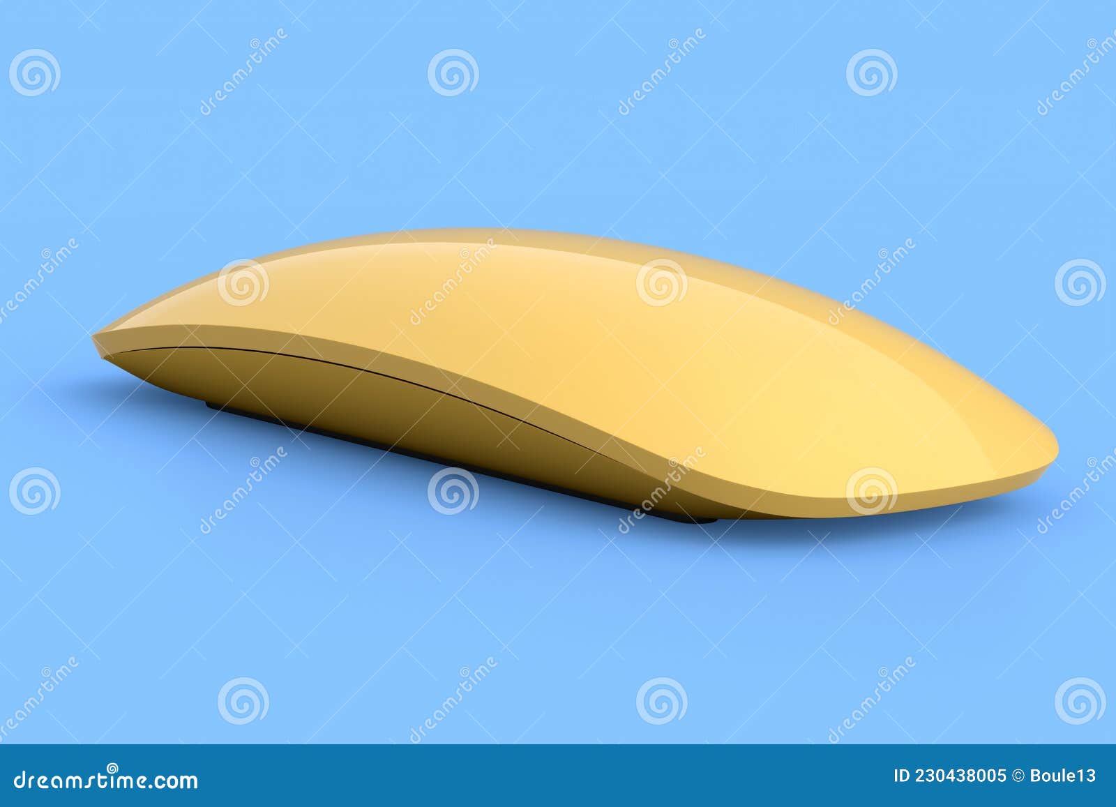 Realistic Gold Wireless Computer Mouse with Touch Isolated on Blue ...