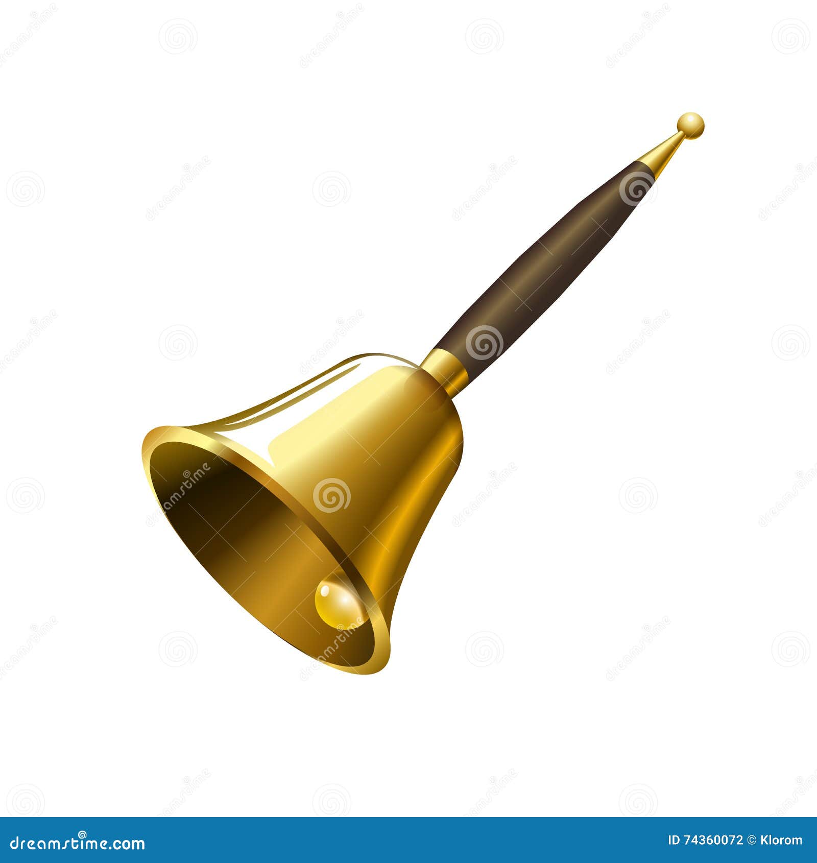 Realistic Golden Bell with a Handle Stock Vector - Illustration of ...