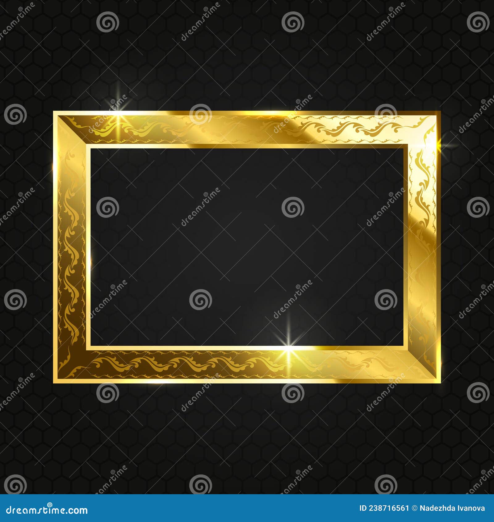 Realistic Golden Frame Design Vector Illustration. Stock Vector ...