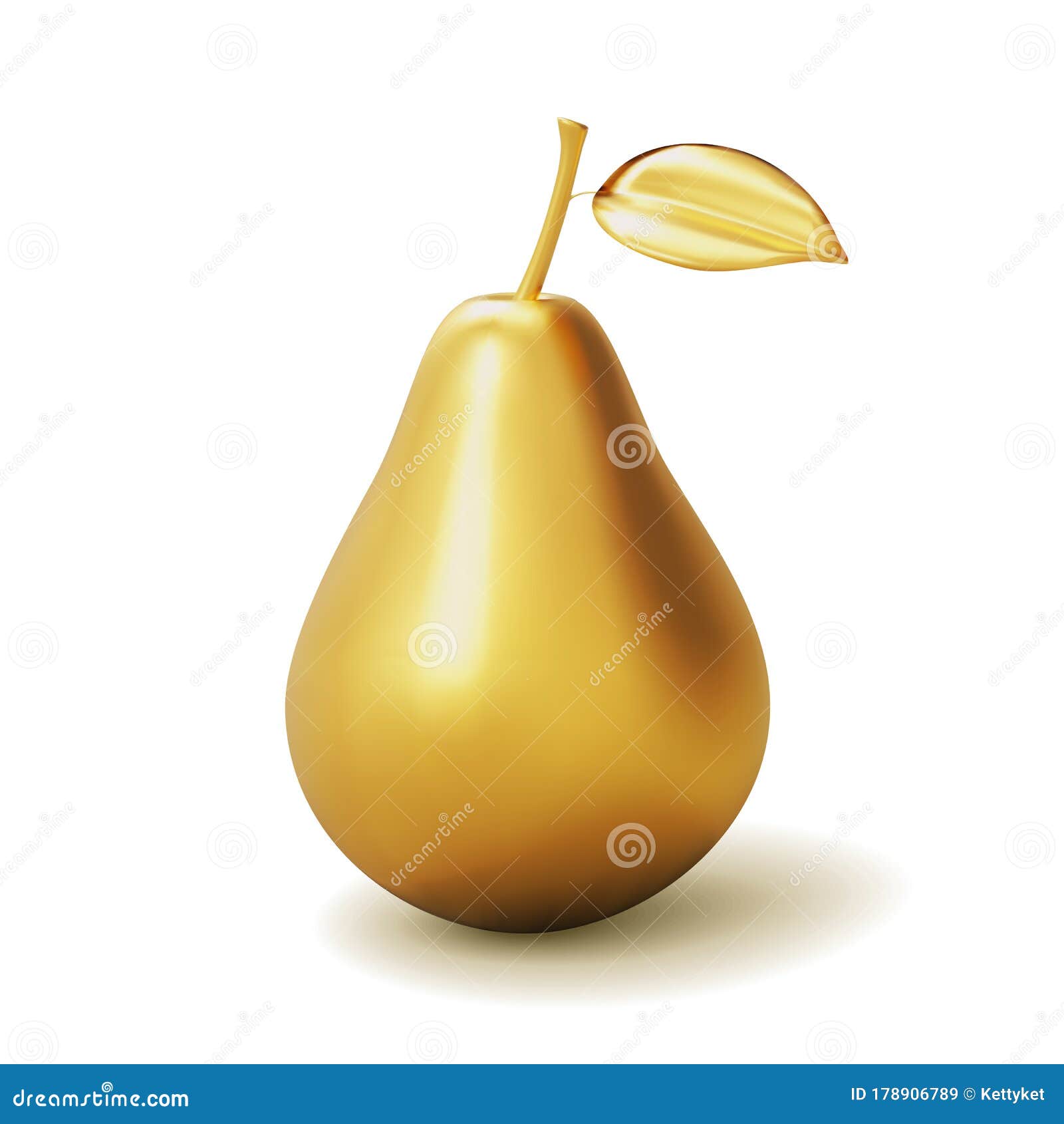 Realistic Golden Pear Isolated on White Background. 3D Template for ...
