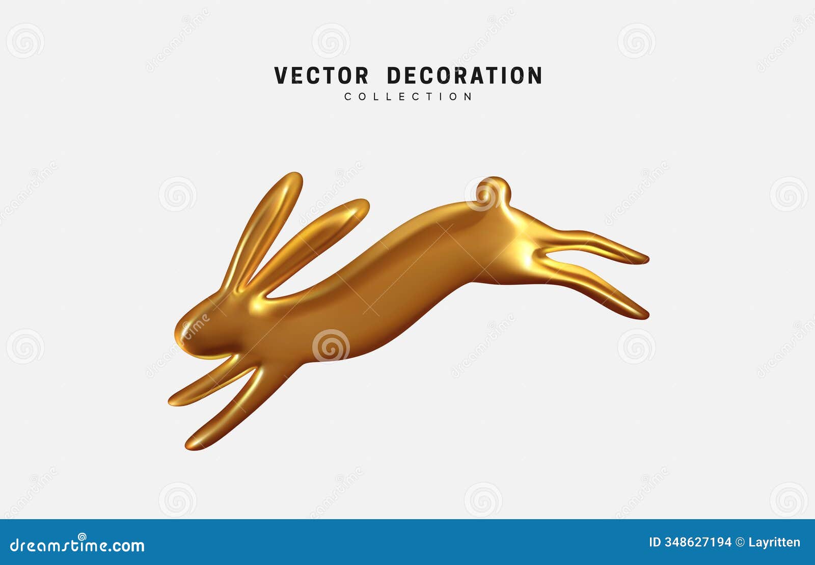 Realistic Golden Rabbit. 3d Gold Metallic Bunny Stock Illustration ...