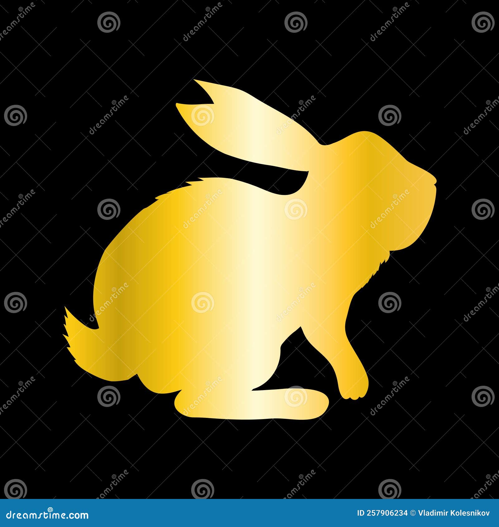 Realistic Golden Rabbit. Gold Metallic Bunny Stock Vector ...