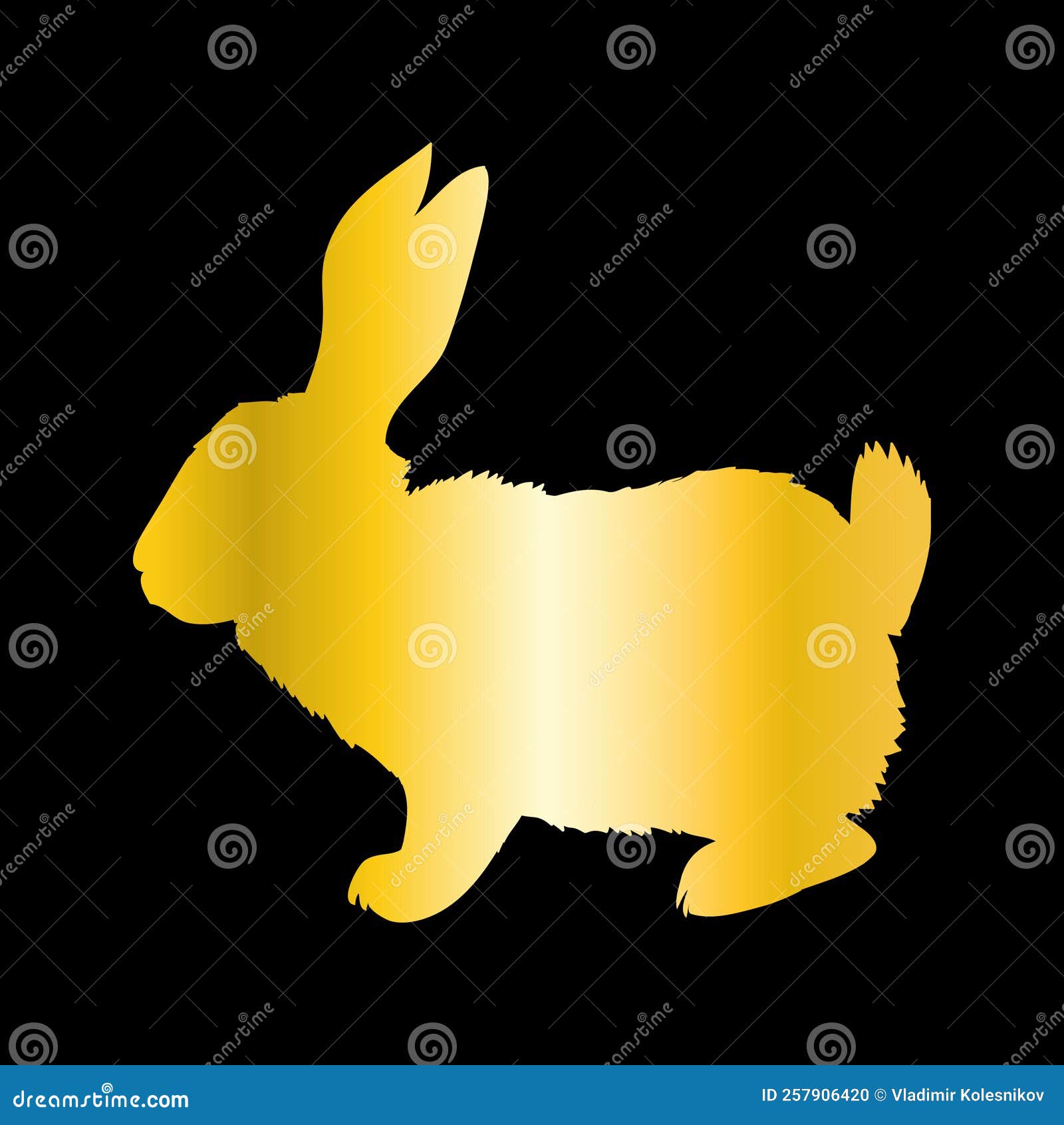 Realistic Golden Rabbit. Gold Metallic Bunny Stock Vector ...