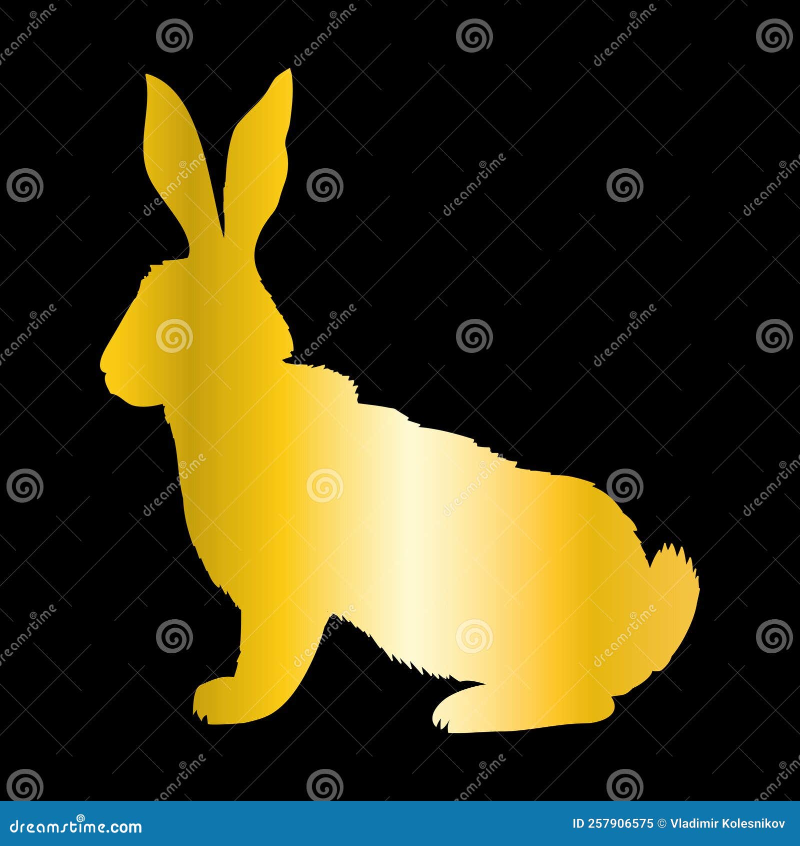 Realistic Golden Rabbit. Gold Metallic Bunny Stock Vector ...