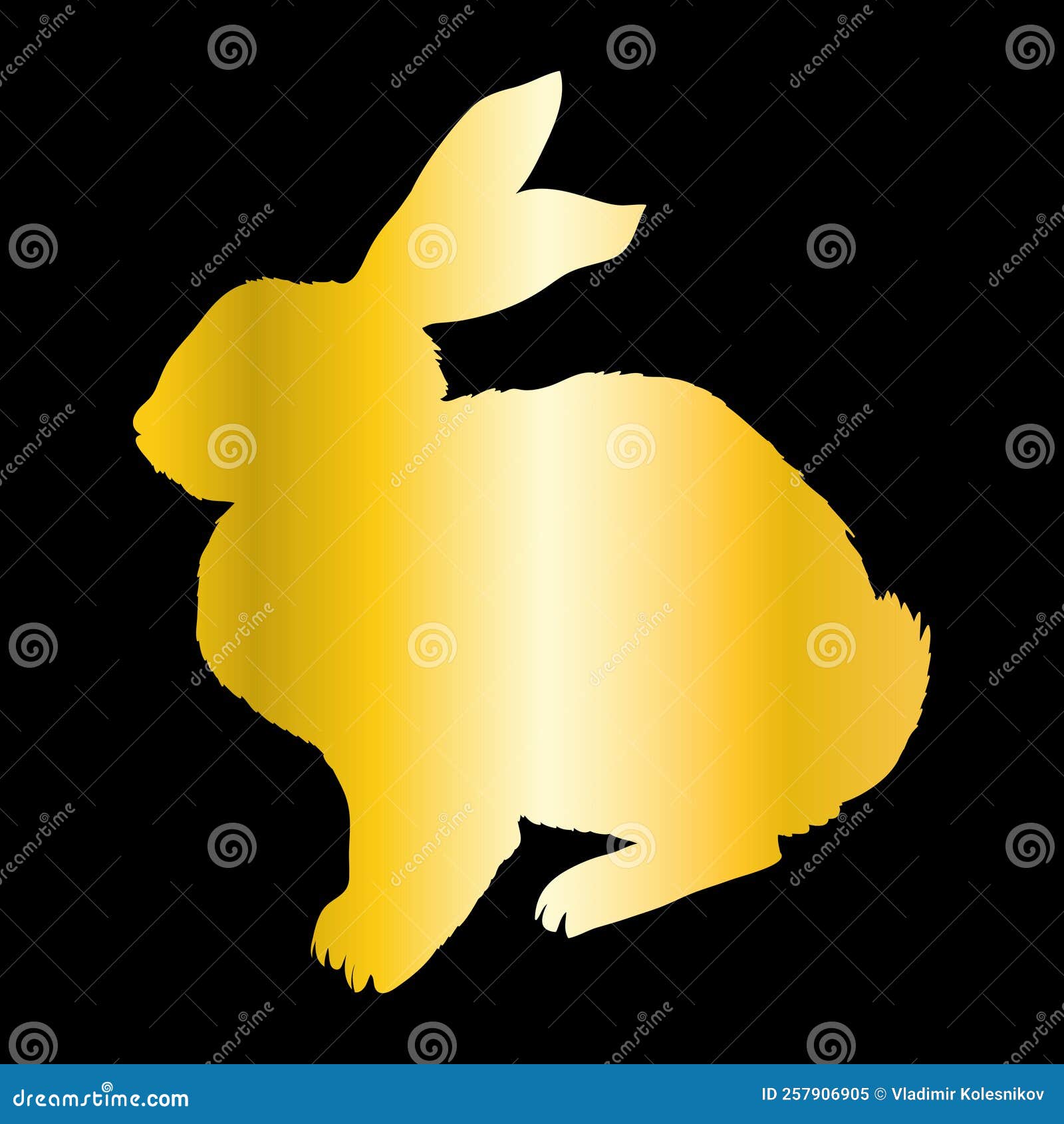 Realistic Golden Rabbit. Gold Metallic Bunny Stock Vector ...