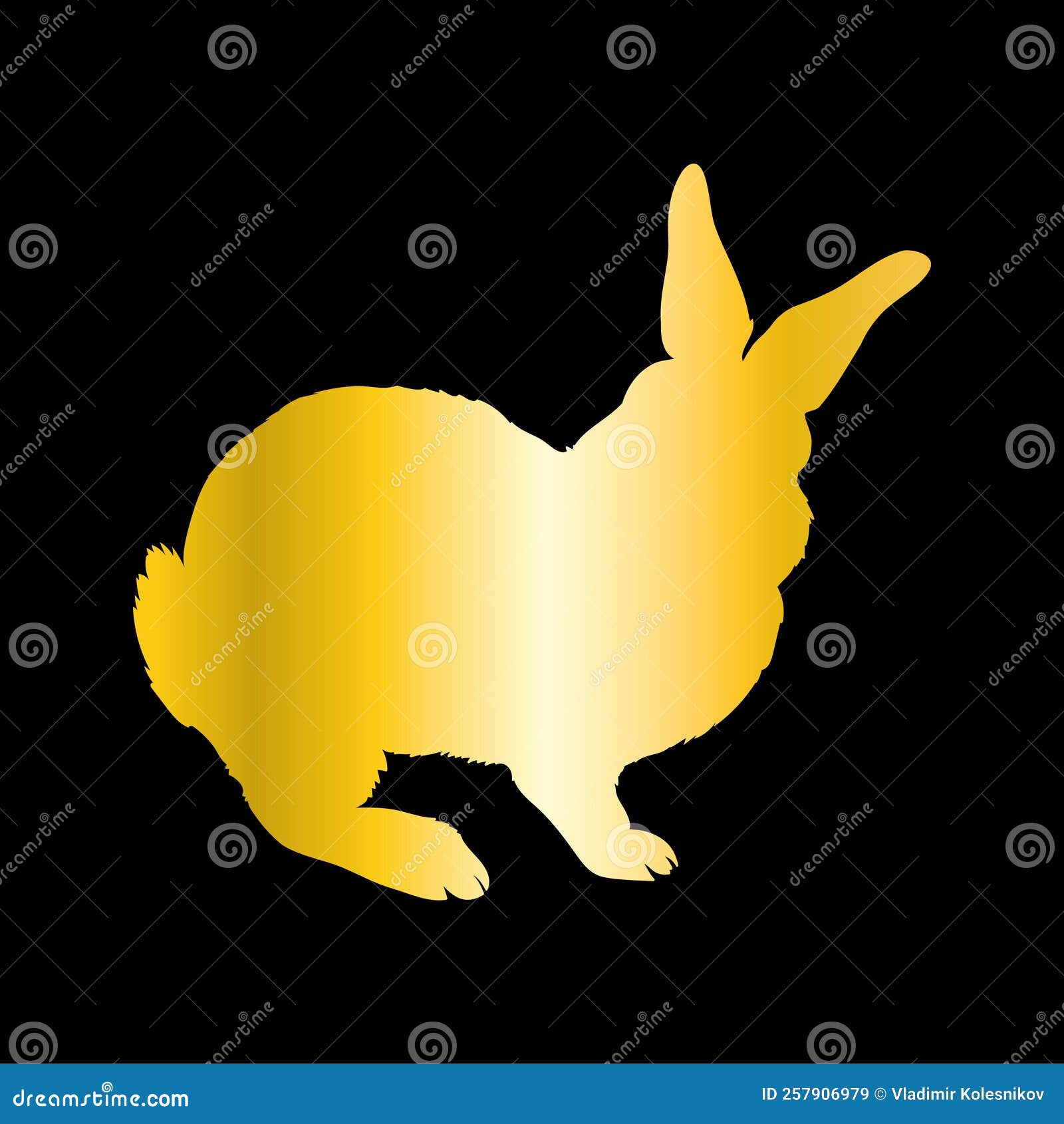 Realistic Golden Rabbit. Gold Metallic Bunny Stock Vector ...