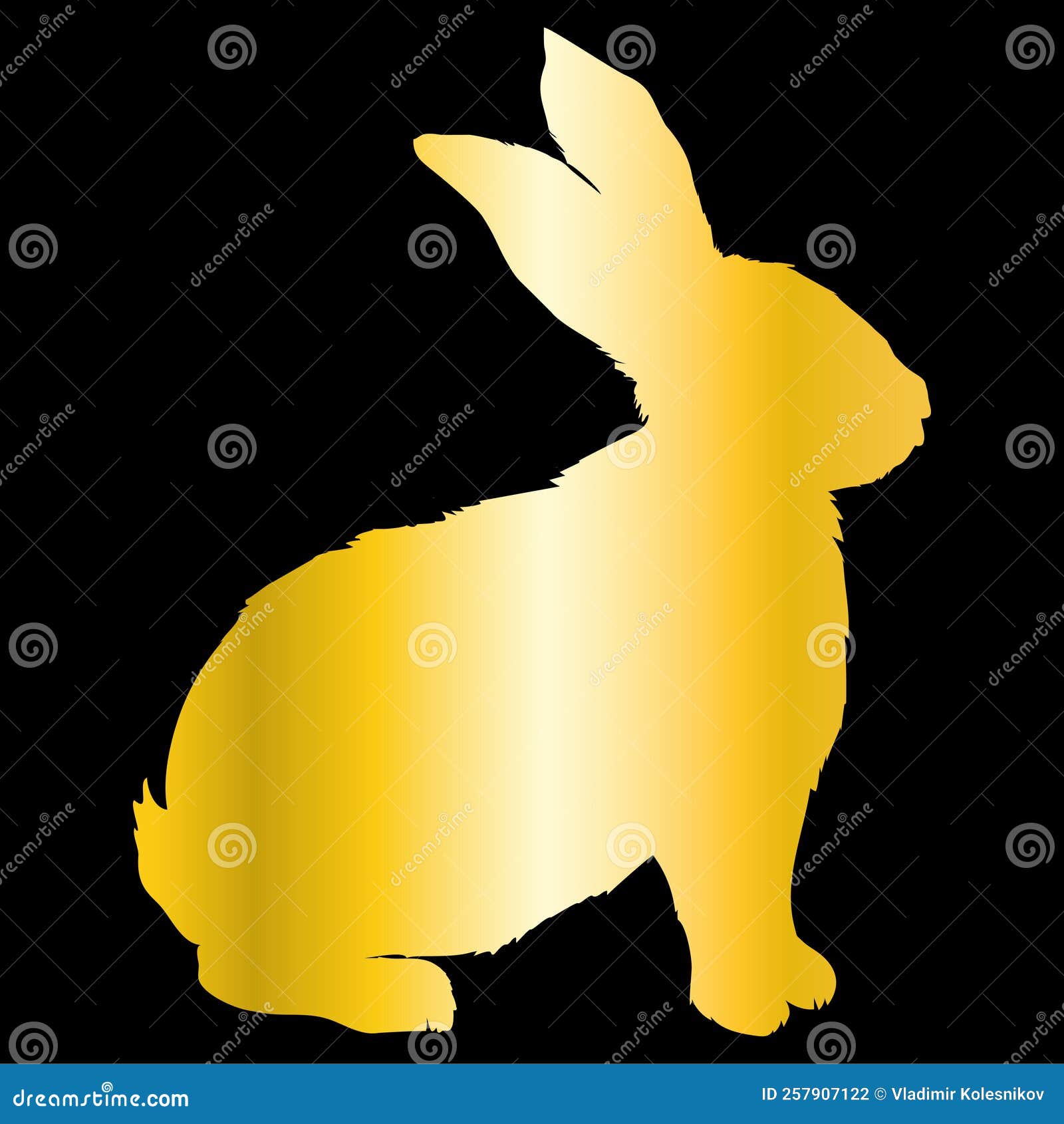 Realistic Golden Rabbit. Gold Metallic Bunny Stock Vector ...