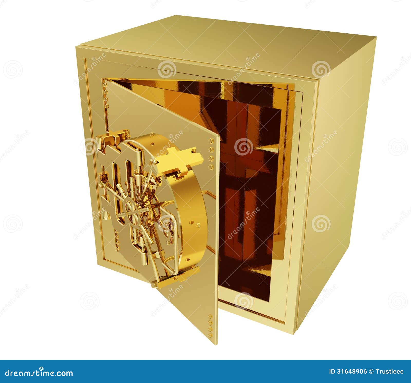 A Realistic Golden Rendering of a Big Vault (open) Stock Illustration ...