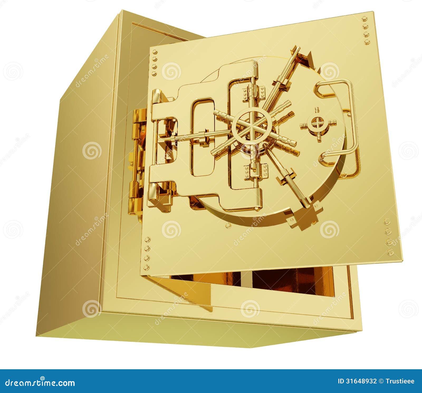 A Realistic Golden Rendering of a Big Vault (open) Stock Illustration ...