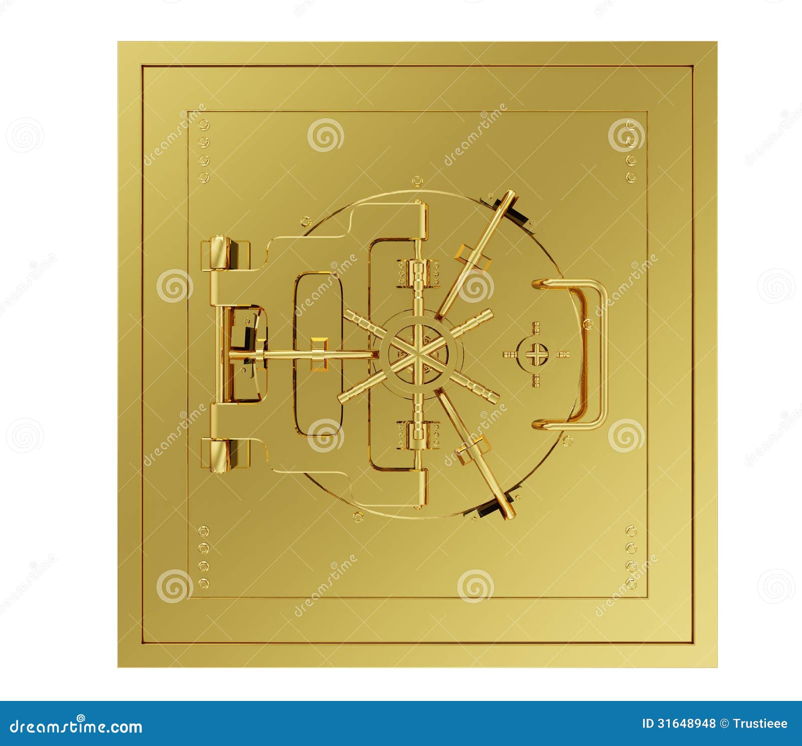 A Realistic Golden Rendering of a Big Vault (series) Stock Illustration ...