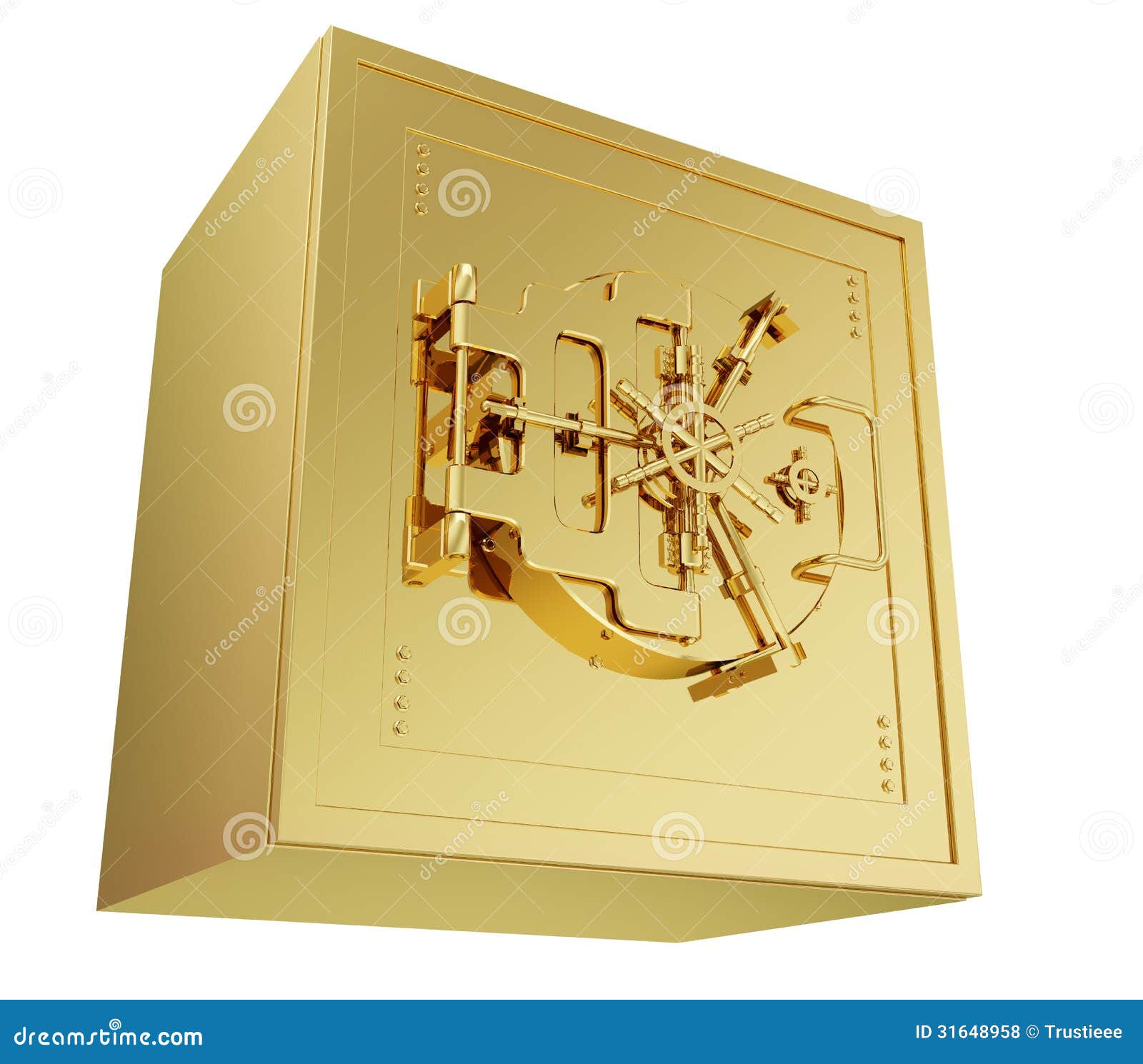 A Realistic Golden Rendering of a Big Vault (series) Stock Illustration ...