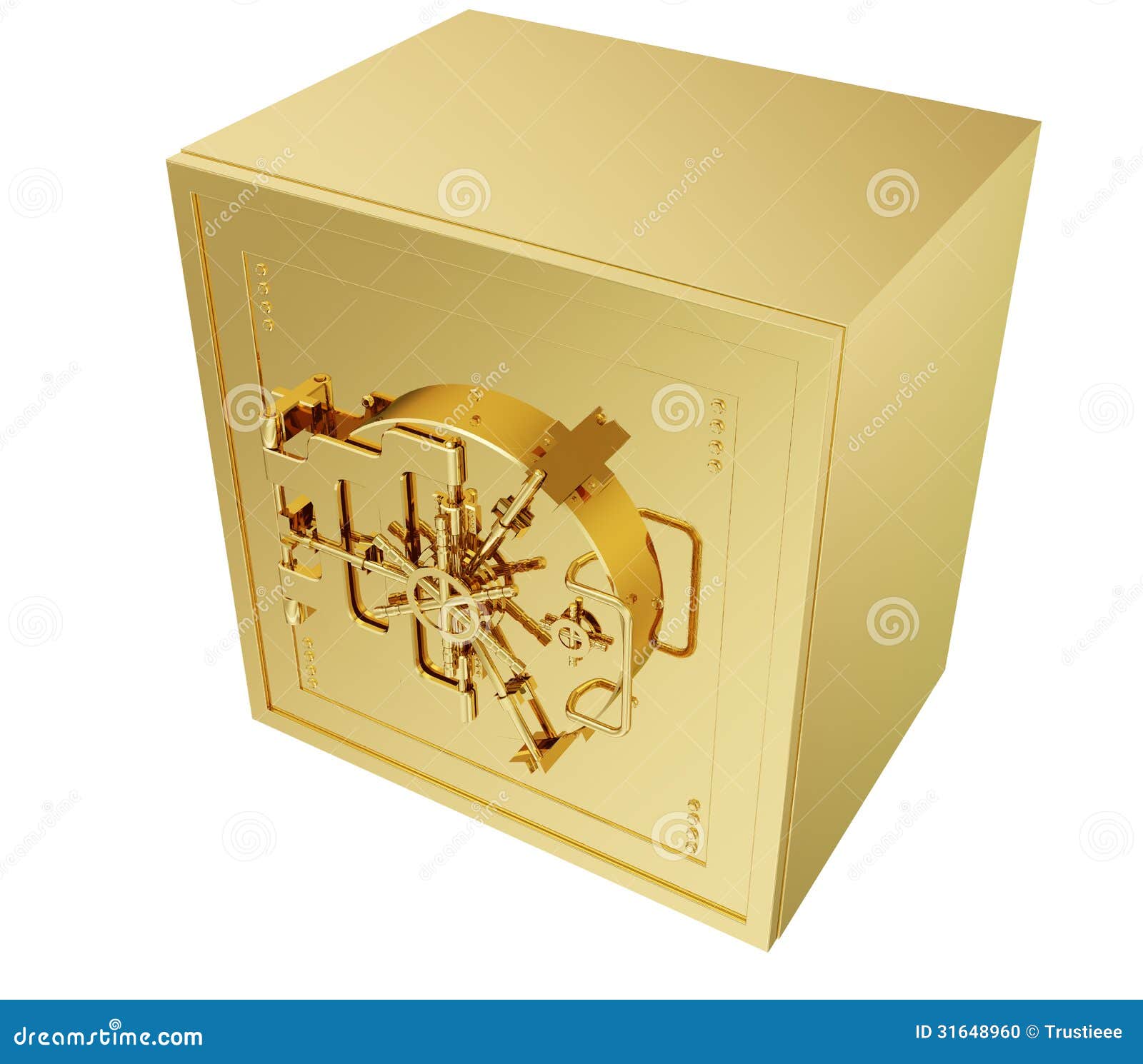 A Realistic Golden Rendering Of A Big Vault (series) Royalty-Free Stock ...