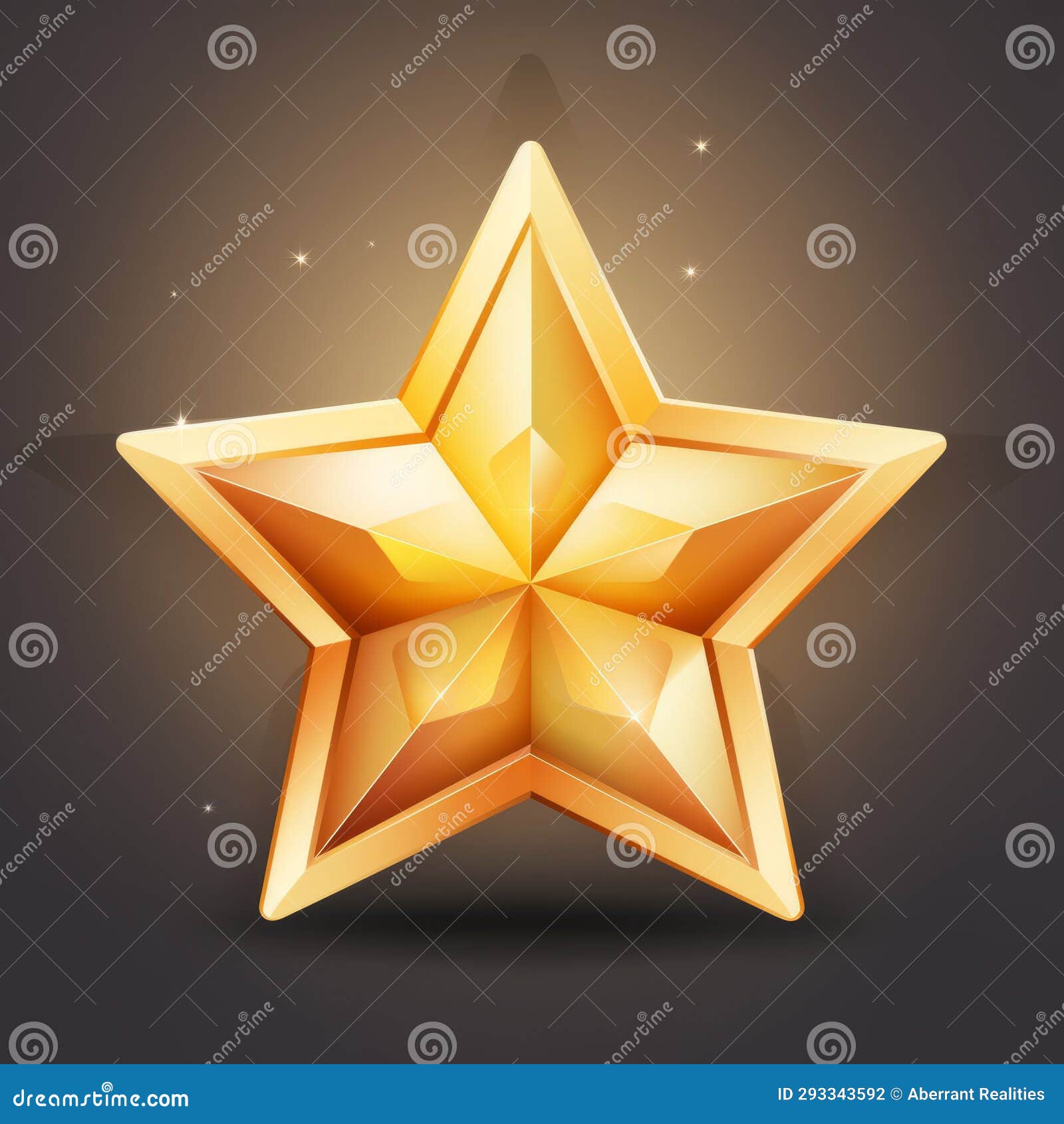 Realistic Golden Star Icon on Dark Background Stock Illustration ...