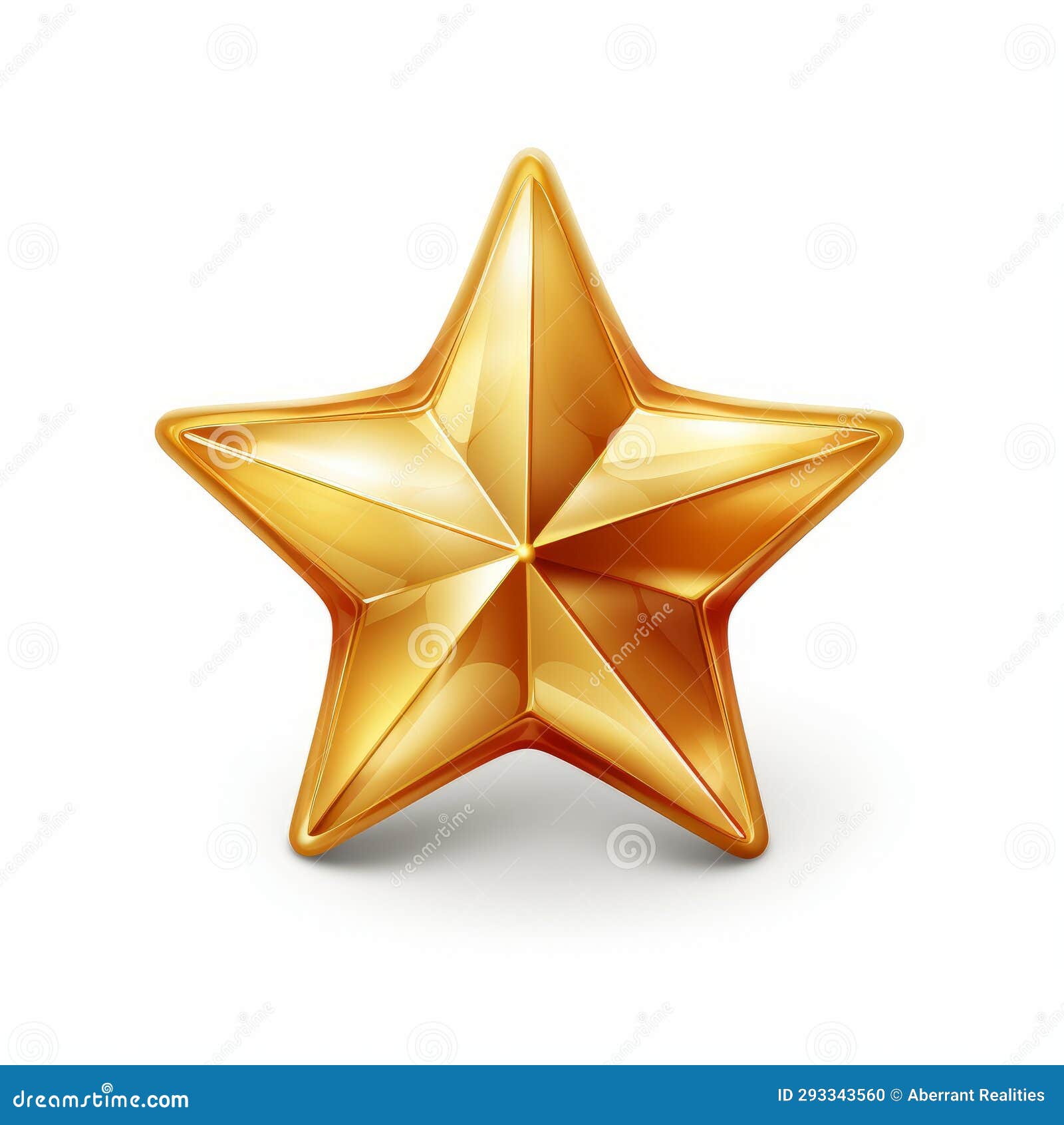 Realistic Golden Star Icon Isolated on White Background Stock ...