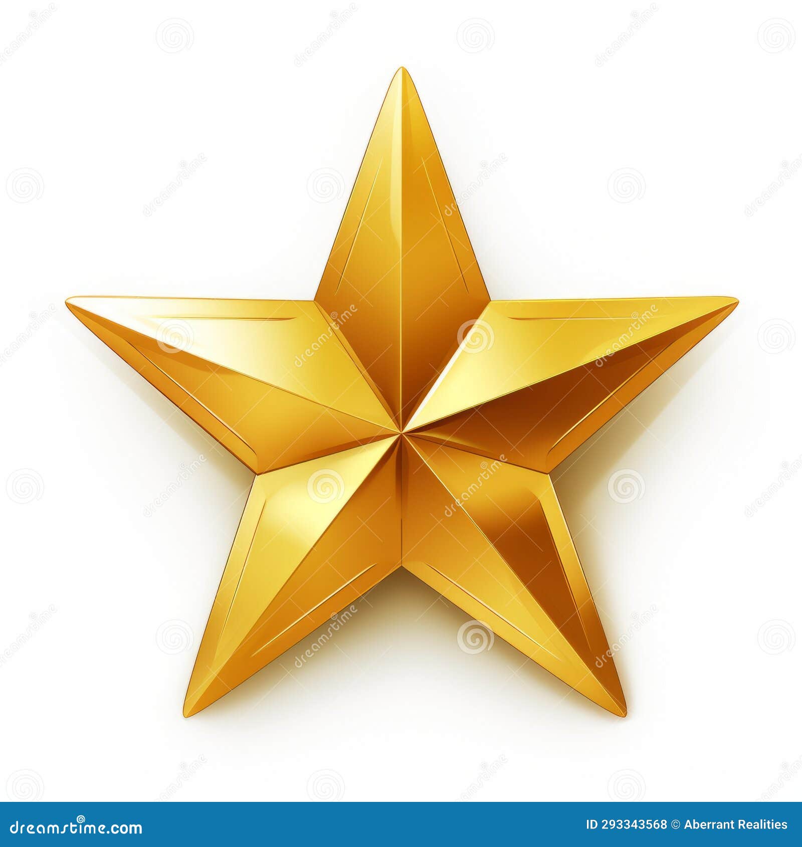 Realistic Golden Star Icon Isolated on White Background Stock ...
