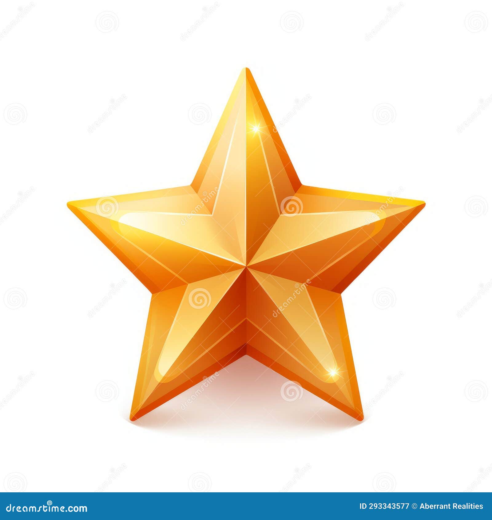 Realistic Golden Star Icon Isolated on White Background Stock ...