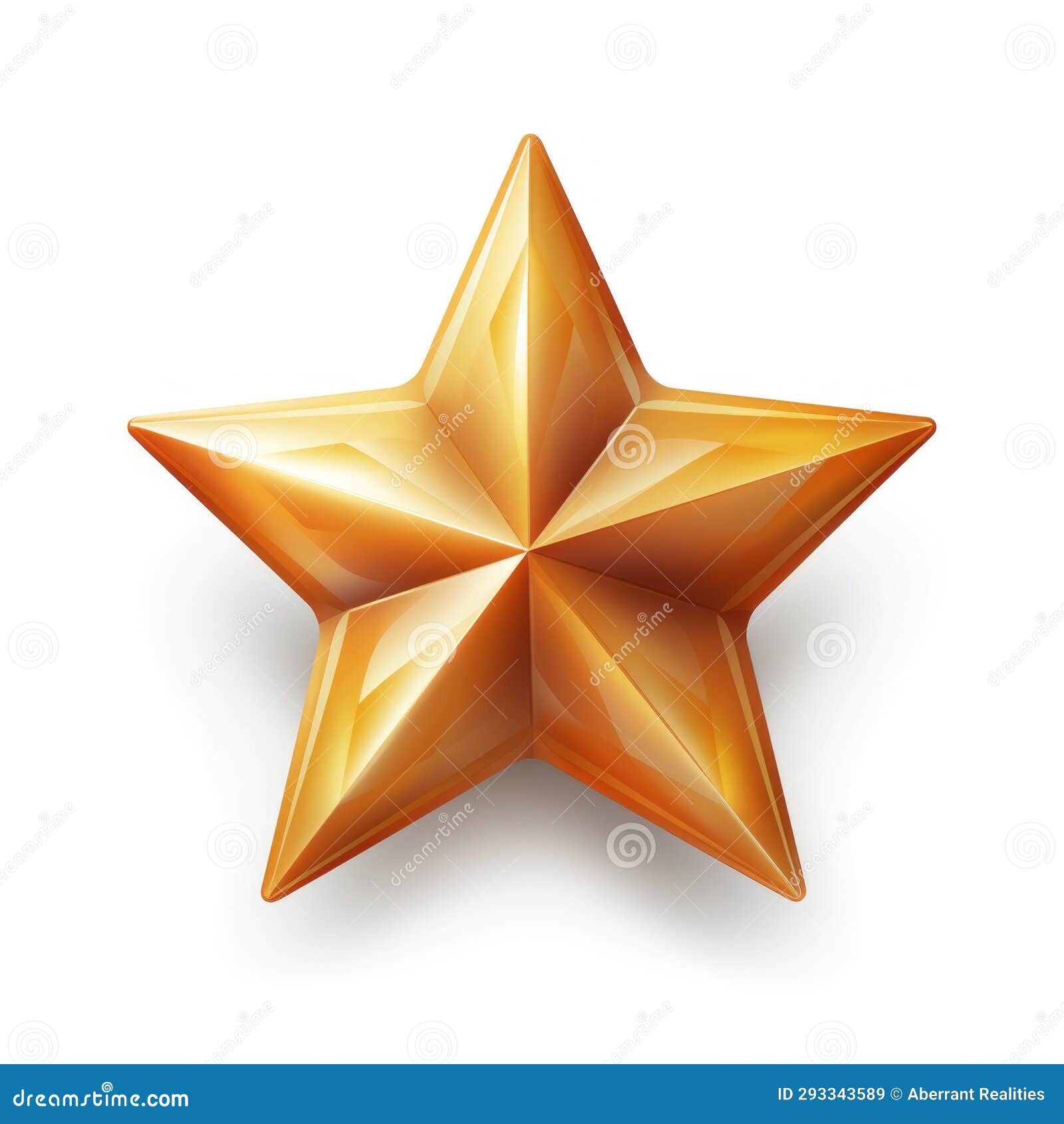 Realistic Golden Star Icon on a White Background Stock Illustration ...