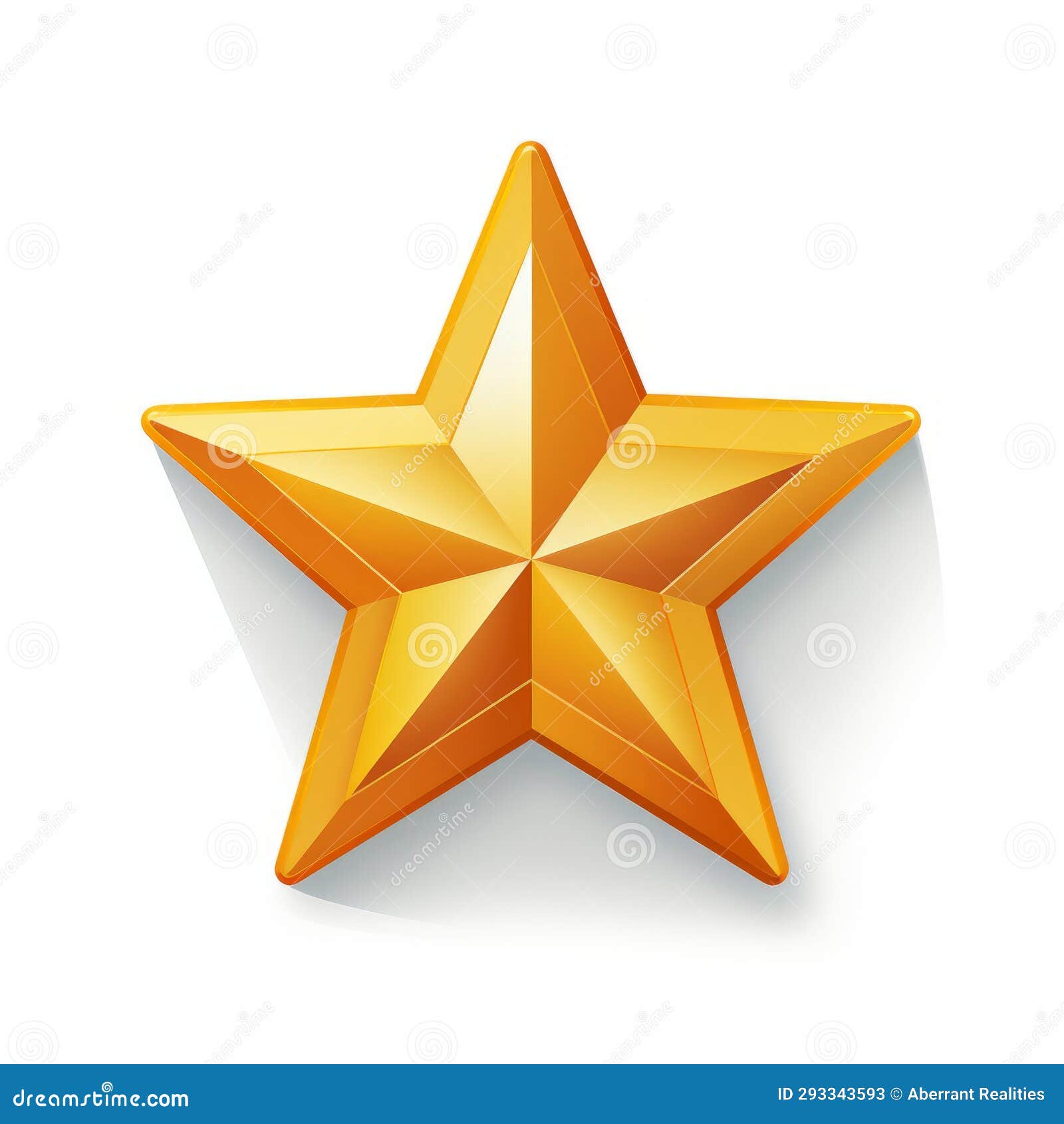 Realistic Golden Star Icon on White Background Stock Illustration ...