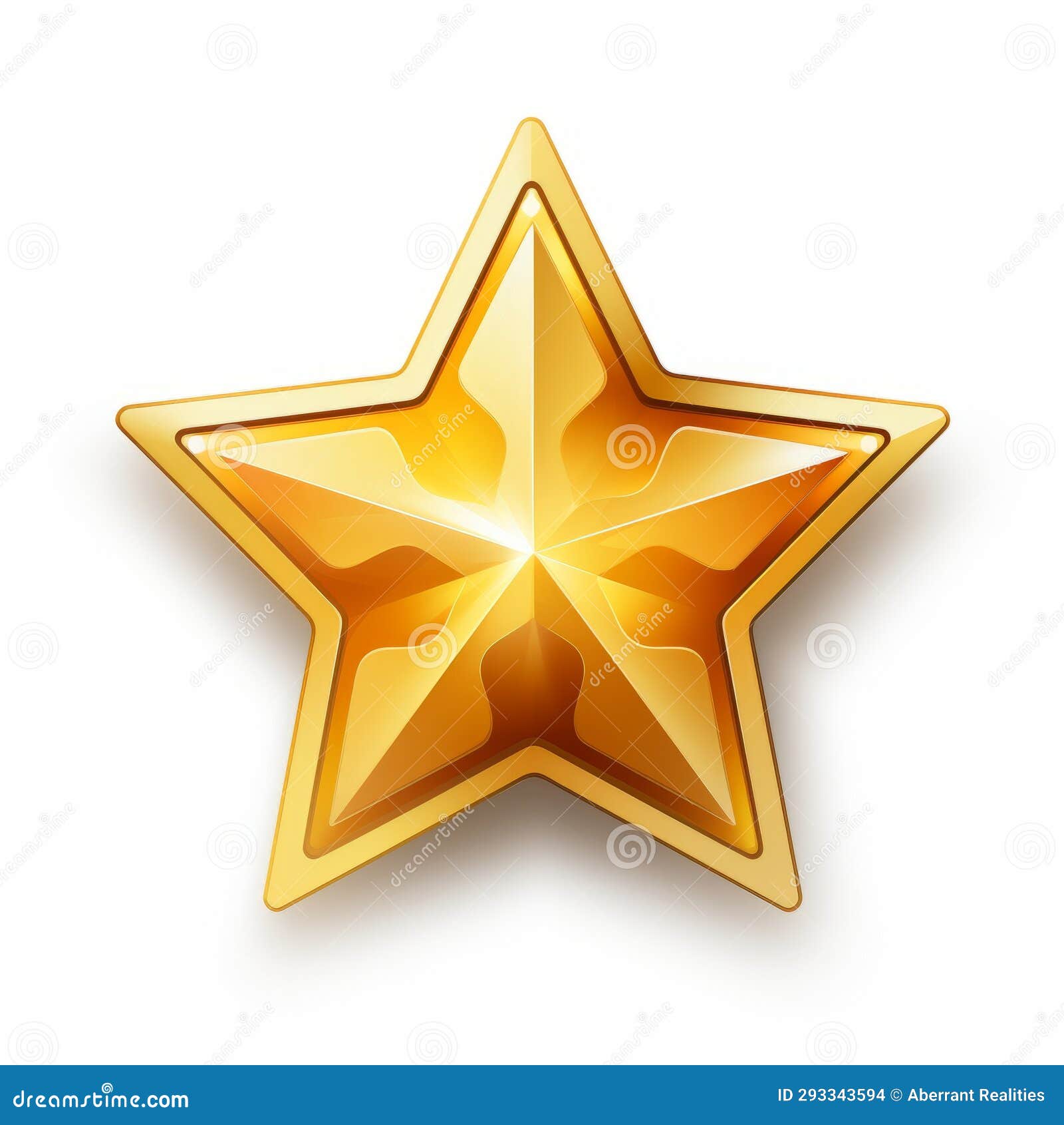 Realistic Golden Star Icon on White Background Stock Illustration ...