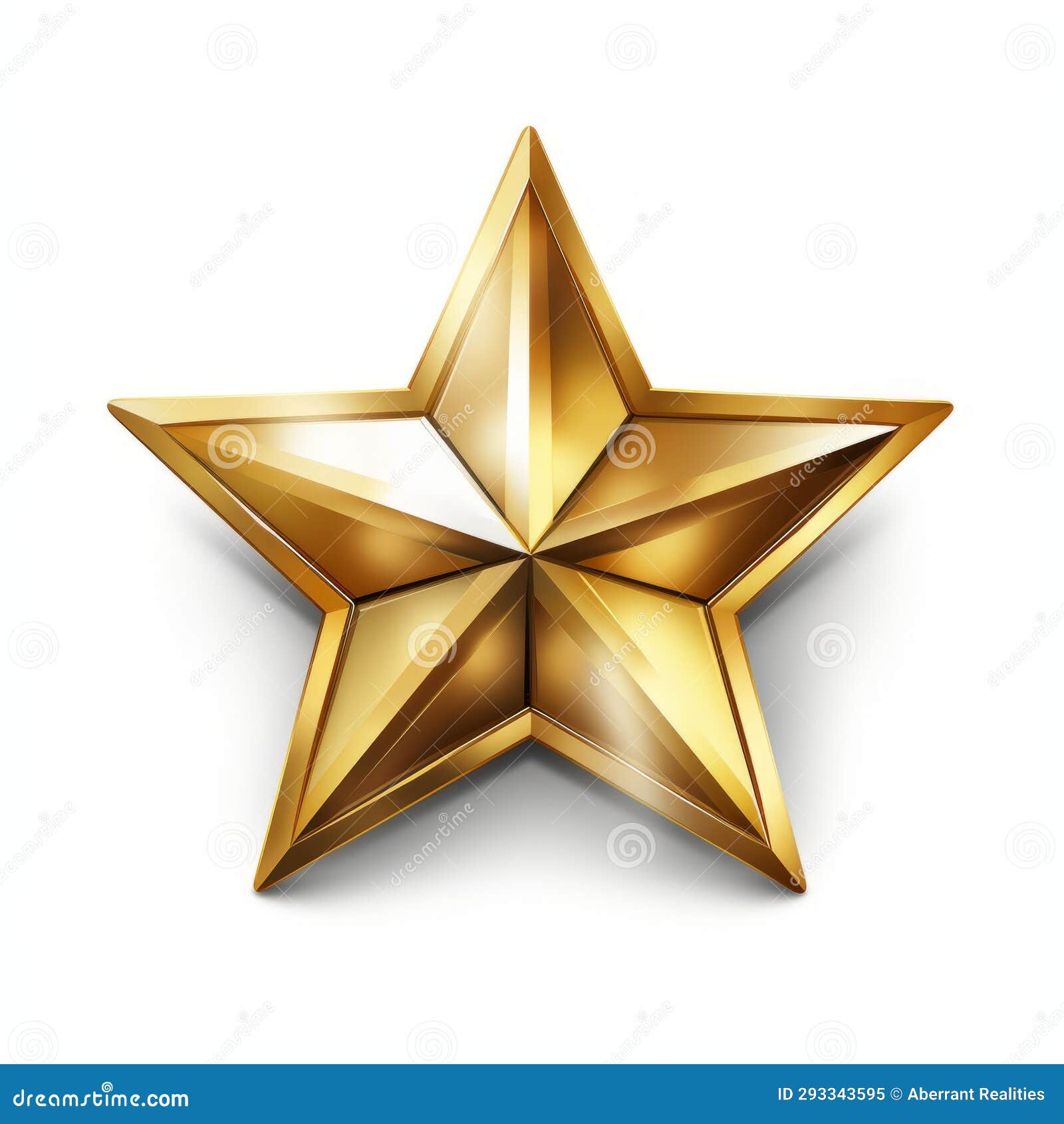 Realistic Golden Star Icon on White Background Stock Illustration ...