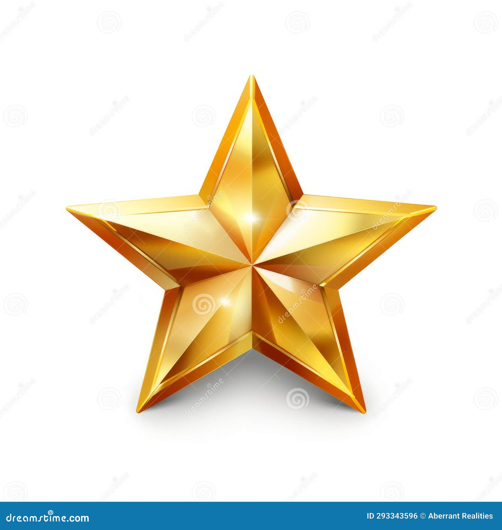 Realistic Golden Star Icon on White Background Stock Illustration ...