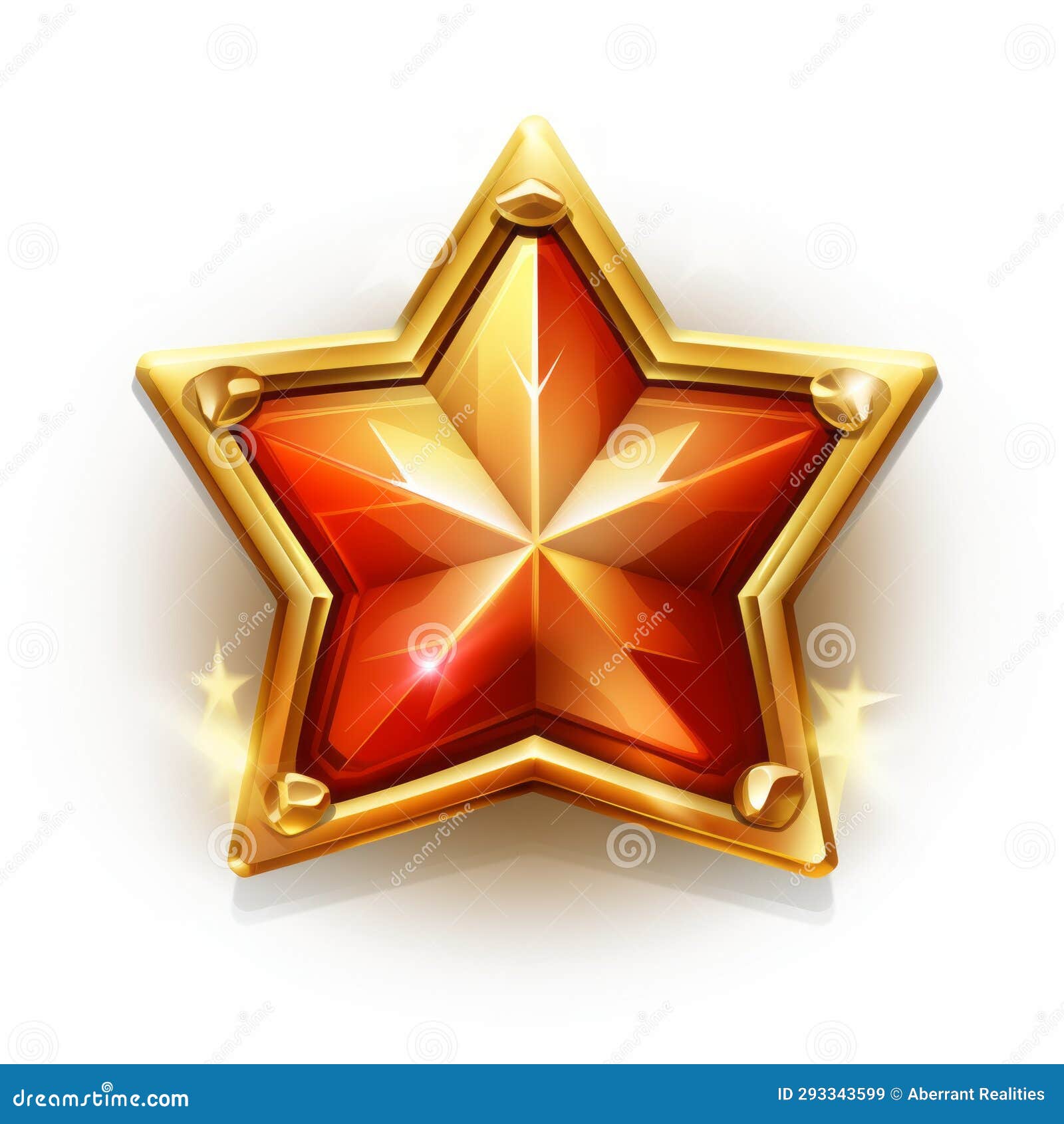 Realistic Golden Star Icon on White Background Stock Illustration ...