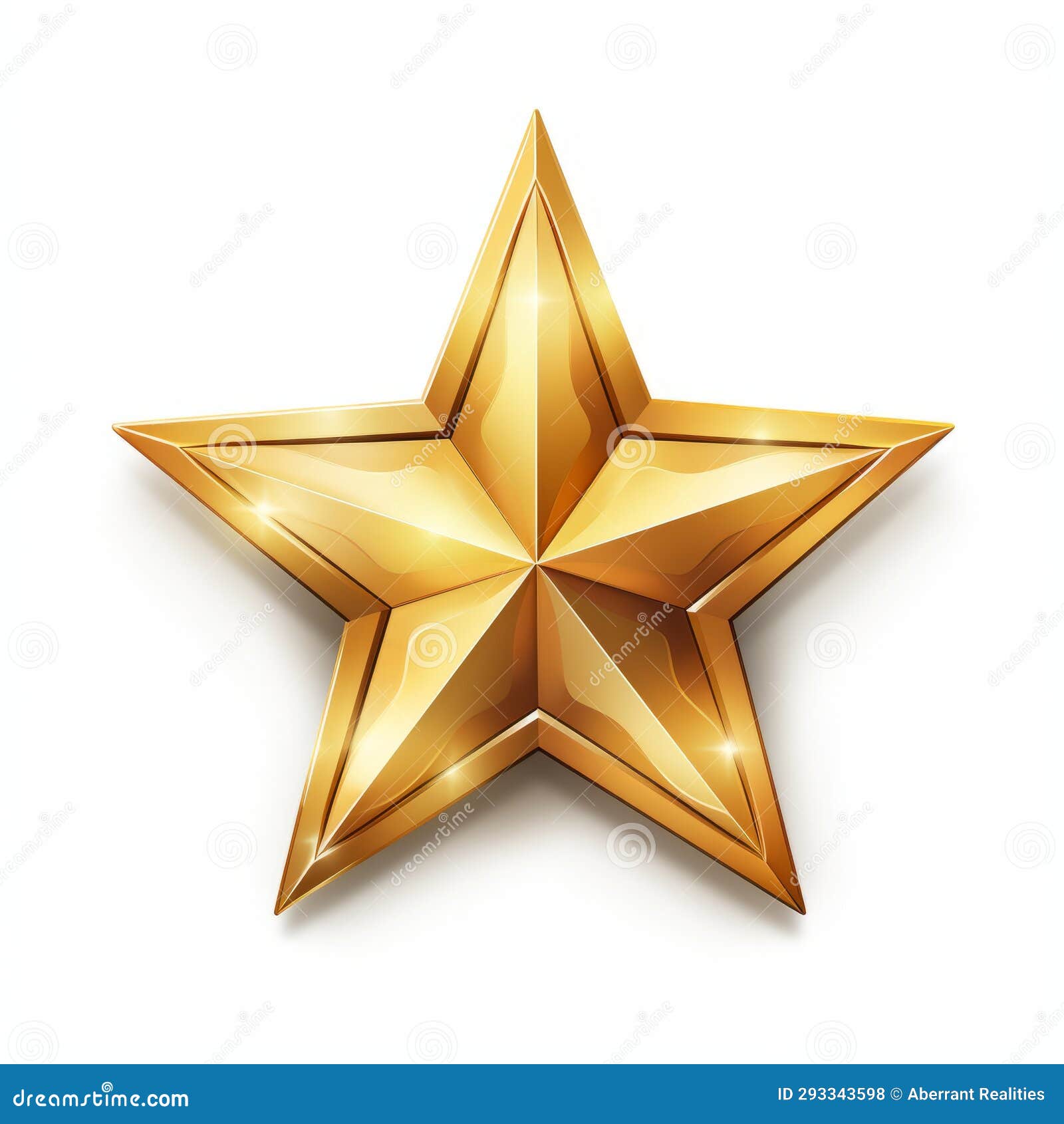 Realistic Golden Star on a White Background Stock Photo - Image of ...
