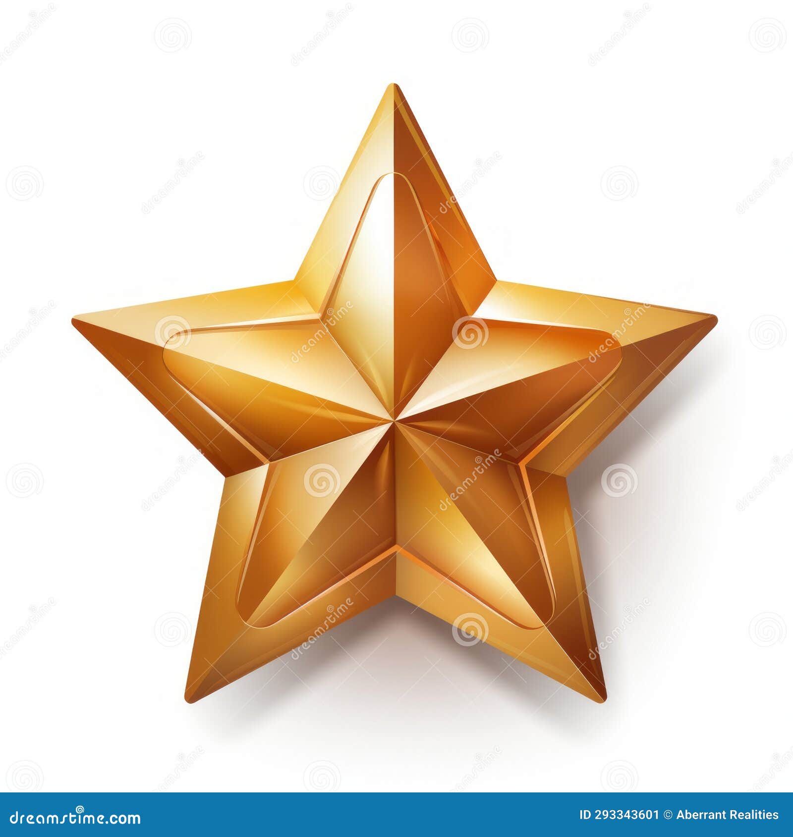 Realistic Golden Star on White Background Vector Illustration Stock ...