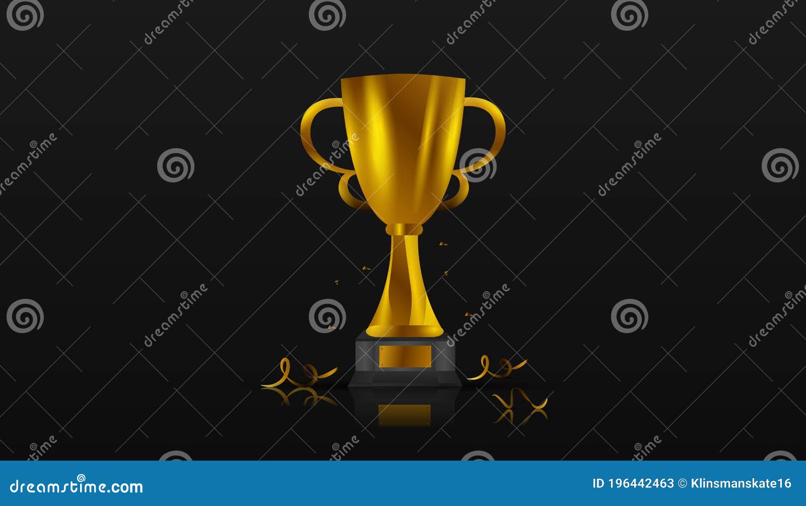 Realistic Golden Trophy Design with Black Background Stock Illustration ...