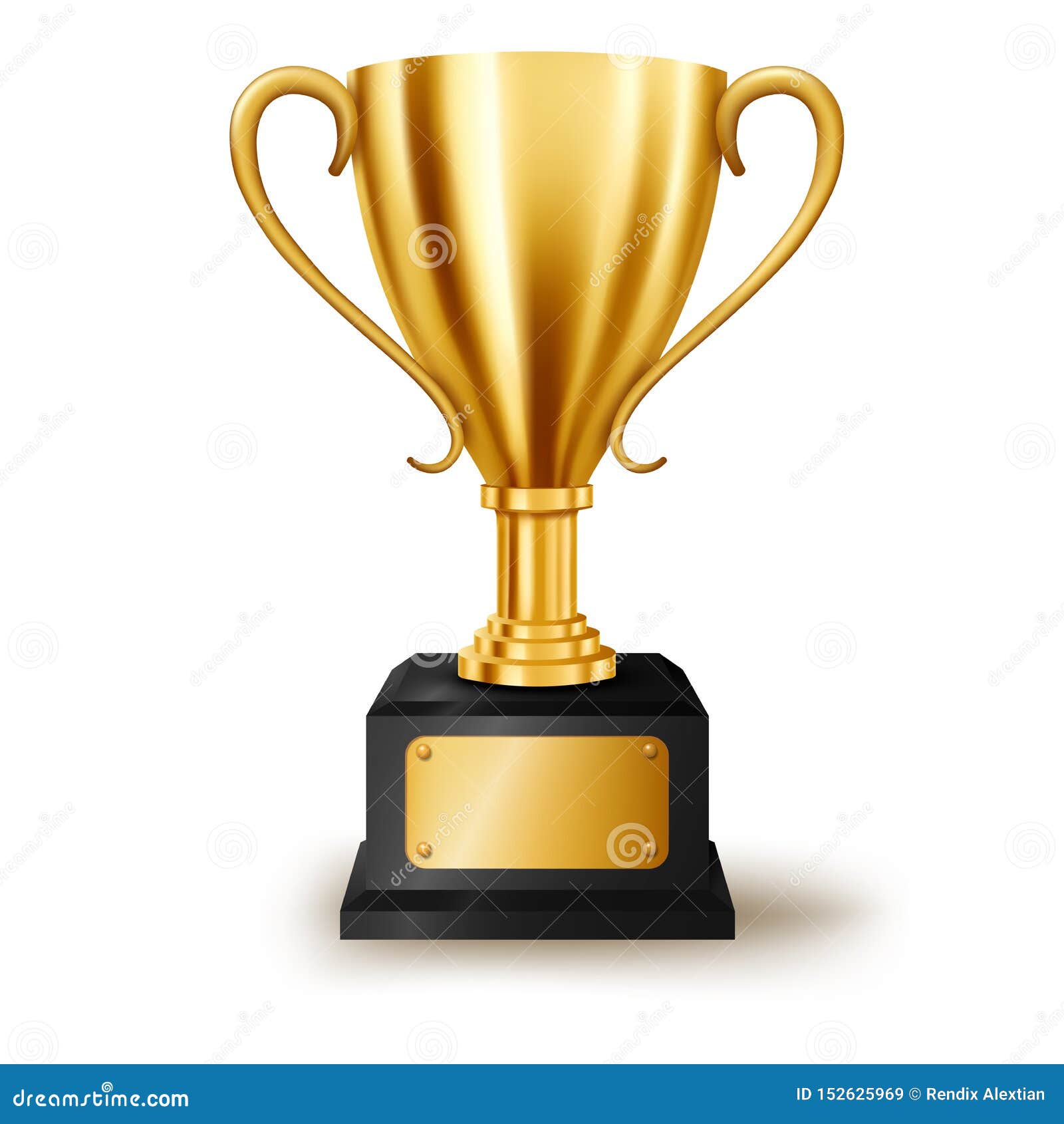 Realistic Golden Trophy with Text Space, Vector Illustration Stock ...