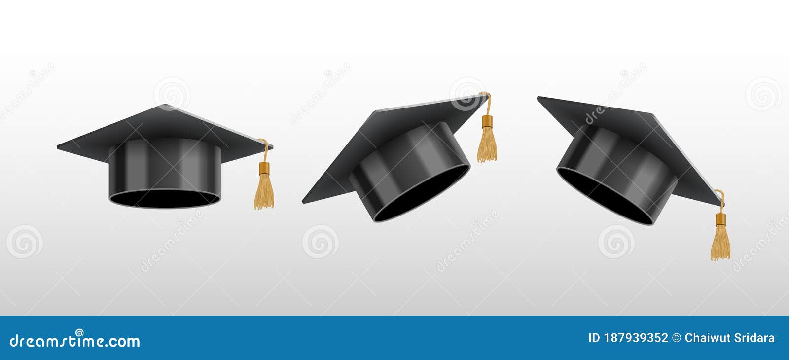 Realistic Graduate University or College Black Cap, Vector Stock Vector ...