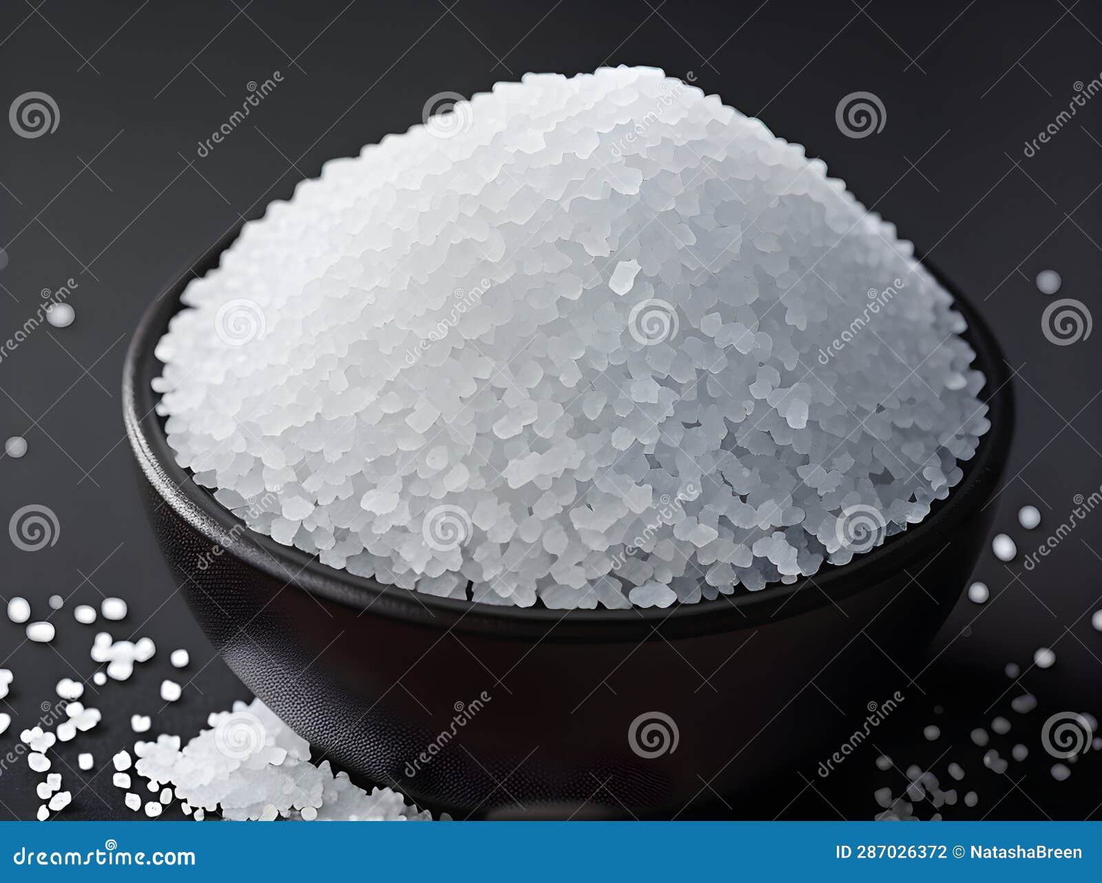 Realistic Grains Of Salt On Black Background. Stock Image ...