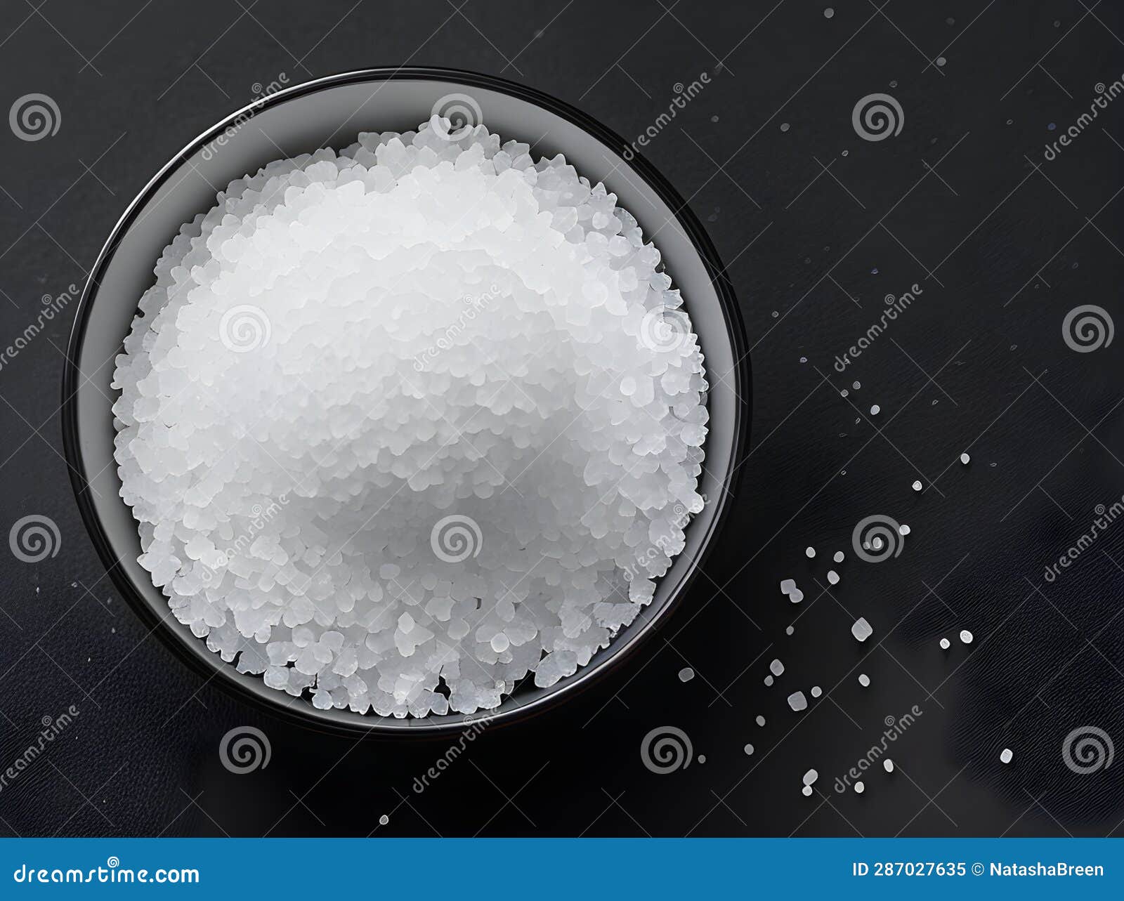 Realistic Grains Of Salt On Black Background. Stock Image ...
